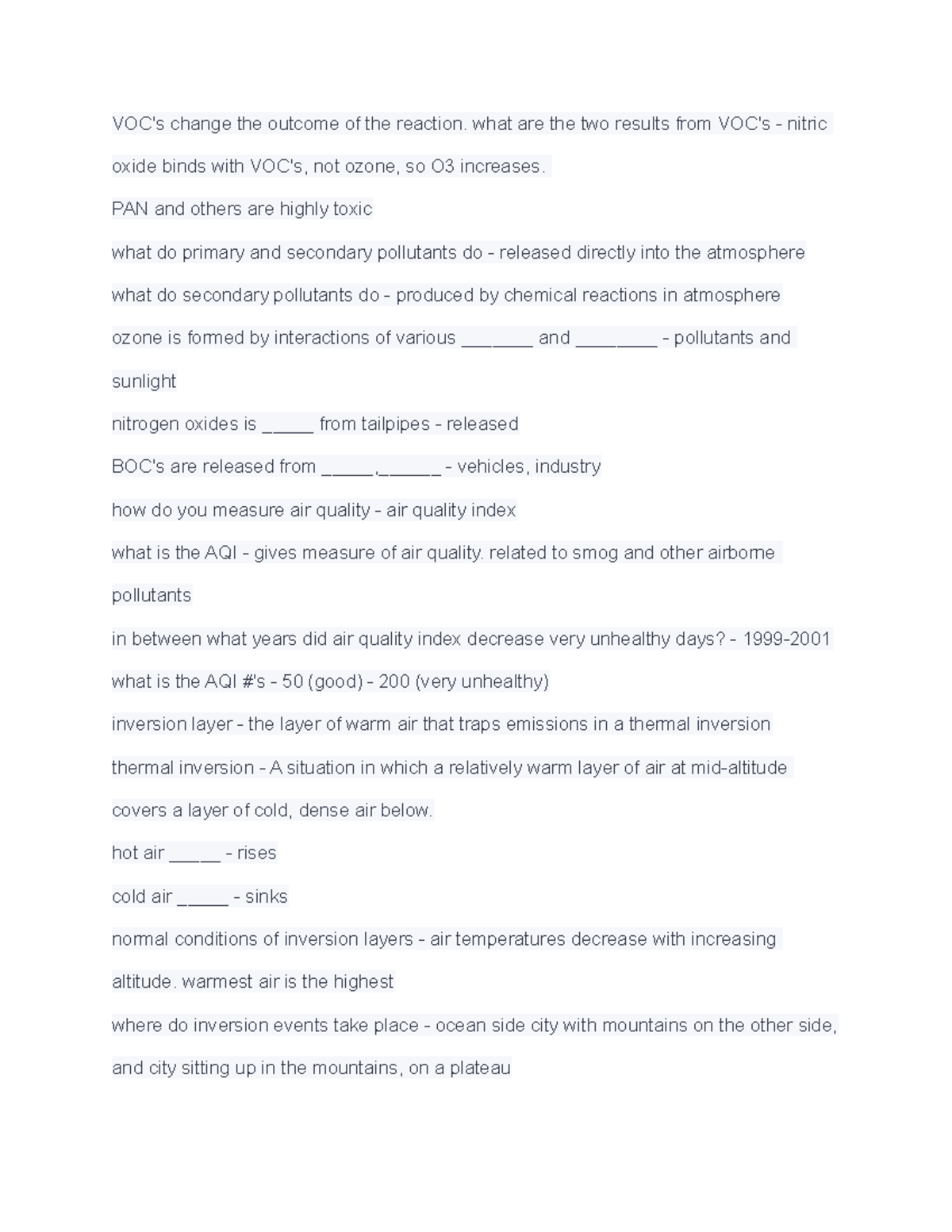 Unit 4 notes 4 - VOC's change the outcome of the reaction. what are the ...