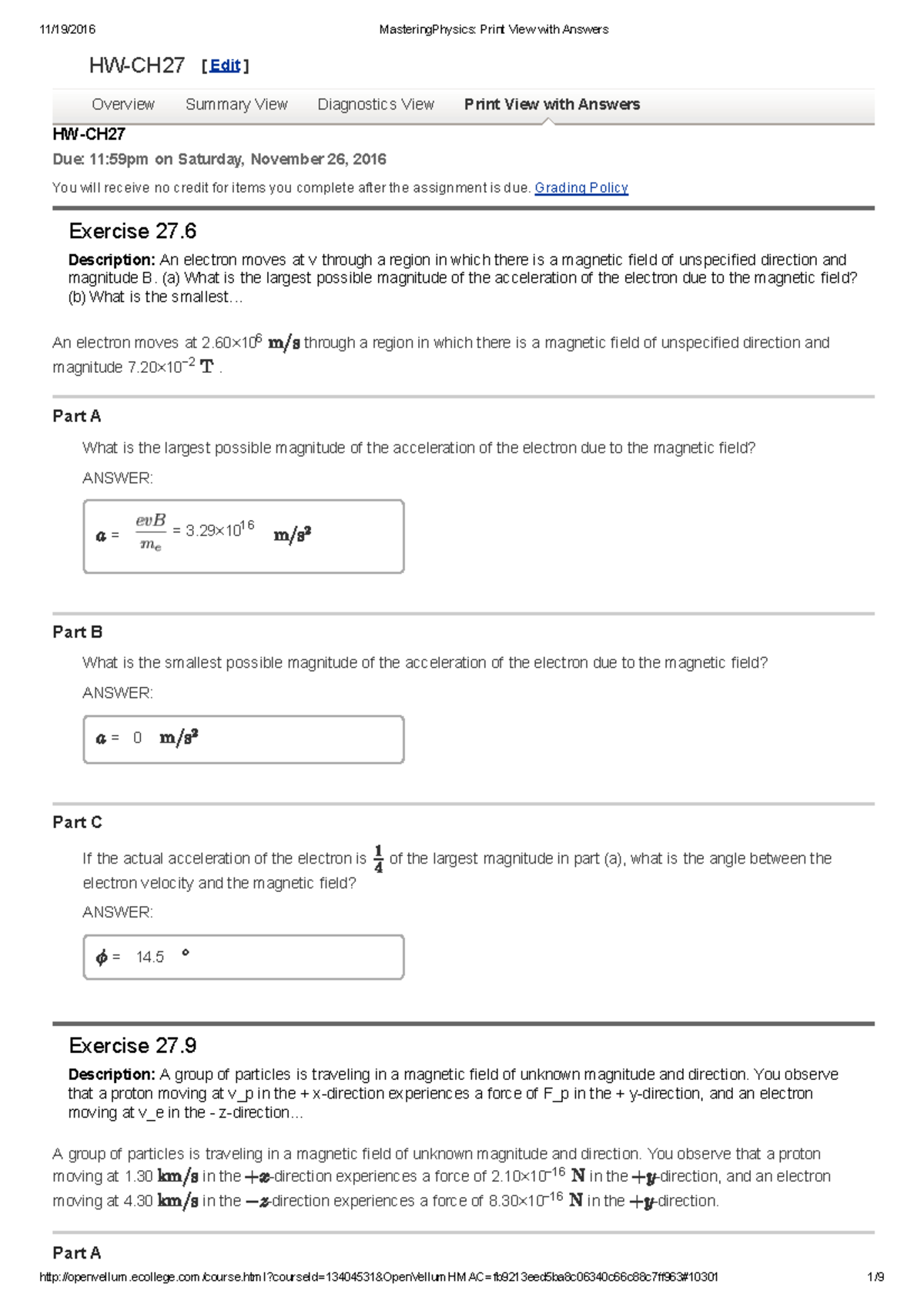 Solution-HW-CH27 - experimental practice materials for physics 2 - HWCH ...