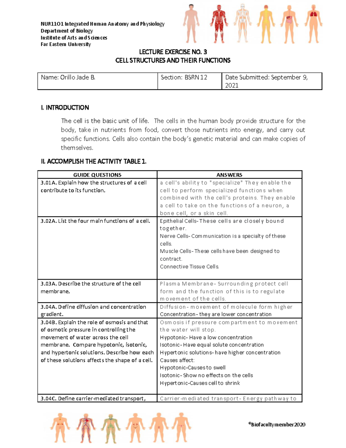 Orillo BSRN12 LEC Activity 3 THE CELL Structure AND Their Functions-1 ...