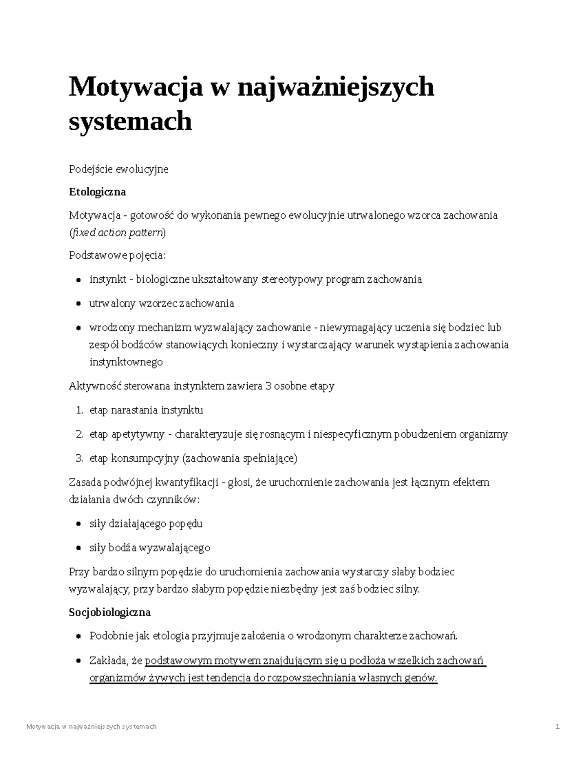 Motywacja w najważniejszych systemach - Motywacja w najważniejszych ...