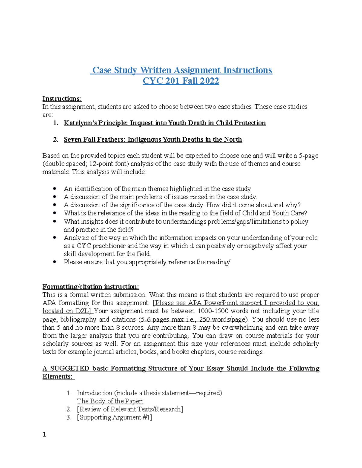 Case Study Final Assignment - Case Study Written Assignment ...