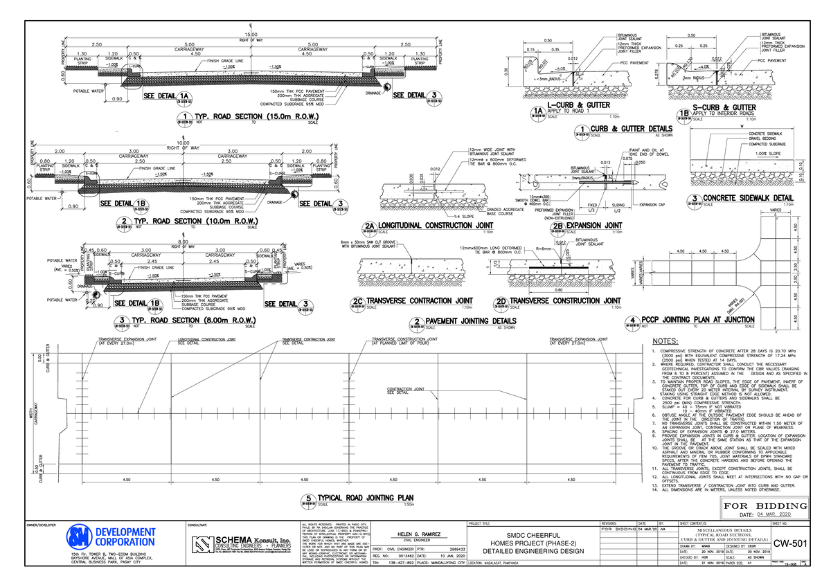 CW-501 MISC. Details (CURB & Gutter & Jointing Details - B.S ...