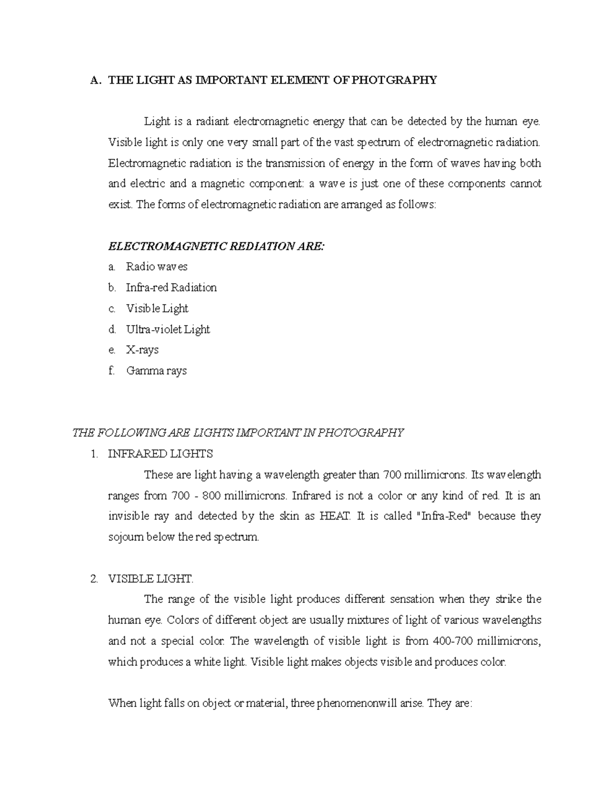 For ppt - for ppt - A LIGHT AS IMPORTANT ELEMENT OF PHOTGRAPHY Light is ...