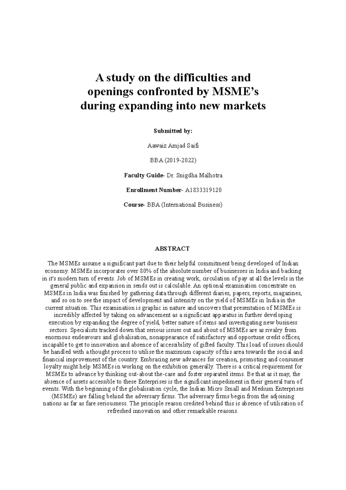 Final NTCC Report Aawaiz Sec-E BBA(IB) Sem-5 - A study on the ...