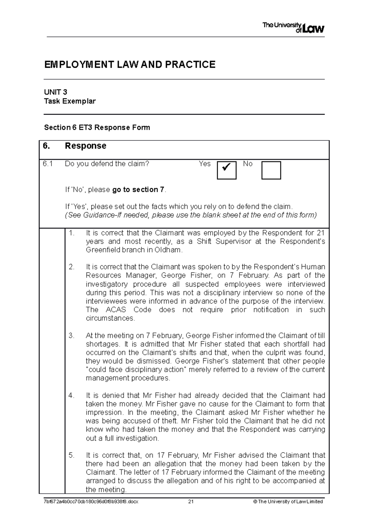 2021 emp ws03 ce02 exemplar - EMPLOYMENT LAW AND PRACTICE UNIT 3 Task ...