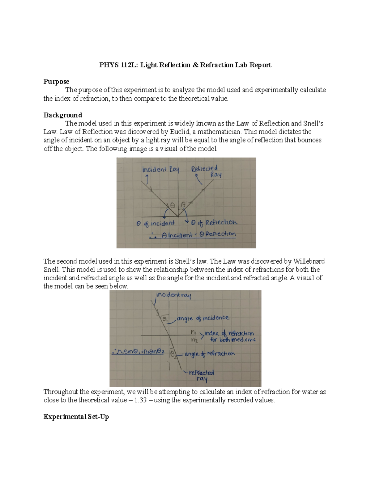 Phys 112 L - Report 2 semester winter 2021 - PHYS 112L: Light ...