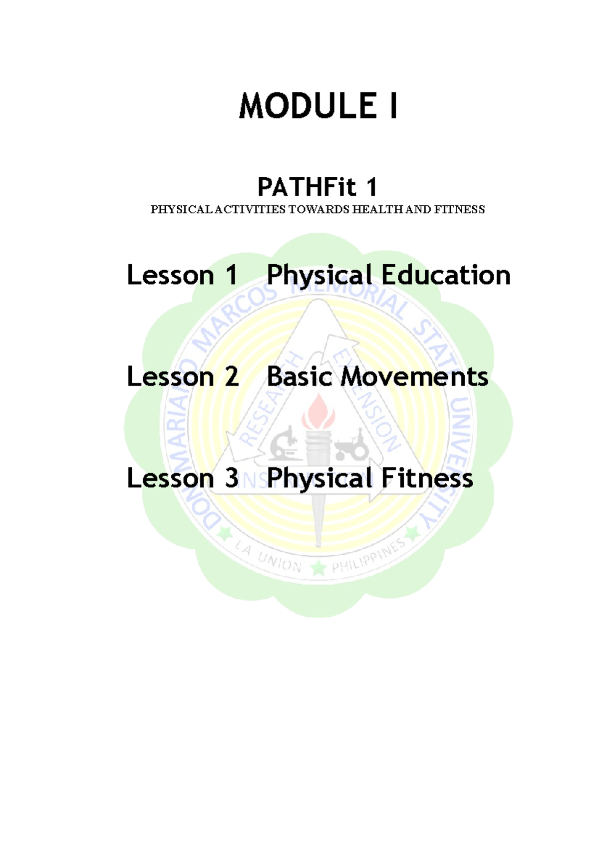 PHED-101- Module - For educational purposes only - MODULE I PATHFit 1 ...