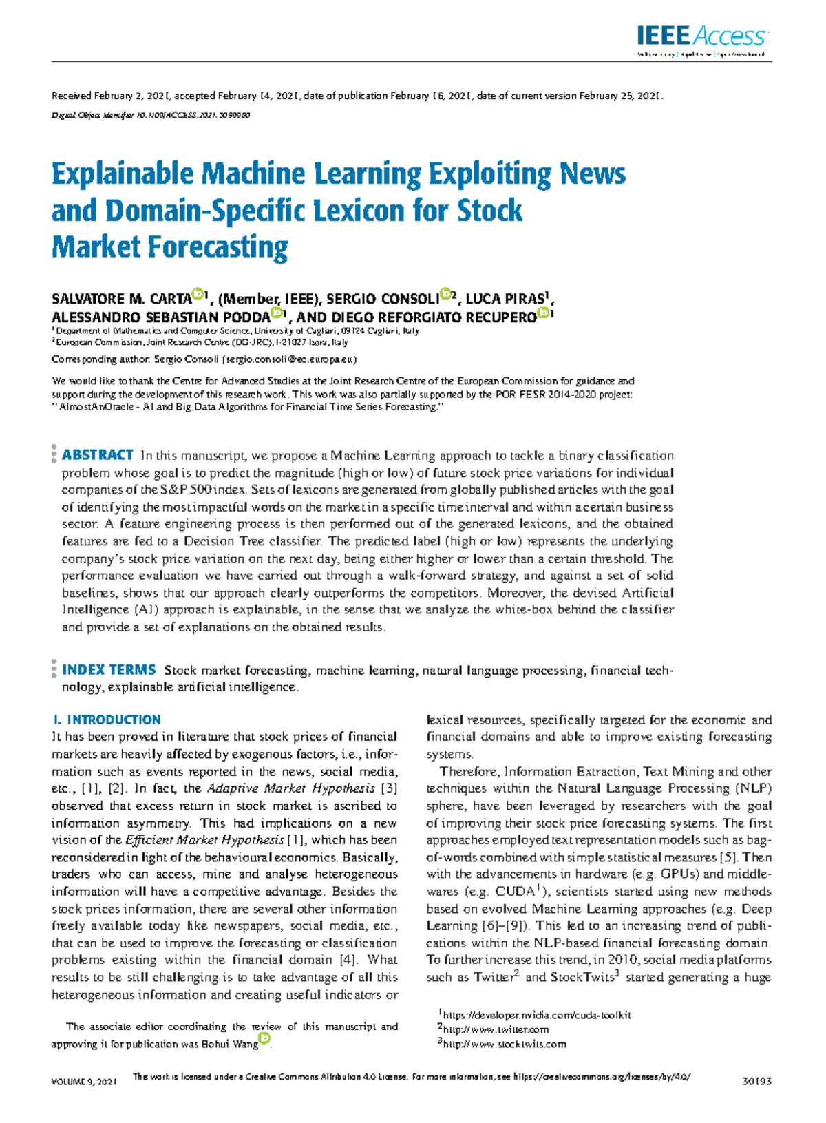 Explainable Machine Learning Exploiting News And Domain Specific