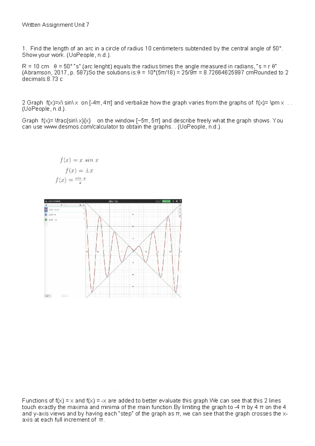 WAW7 Writing Assignment week 7 - MATH 1201 - UoPeople - Studocu