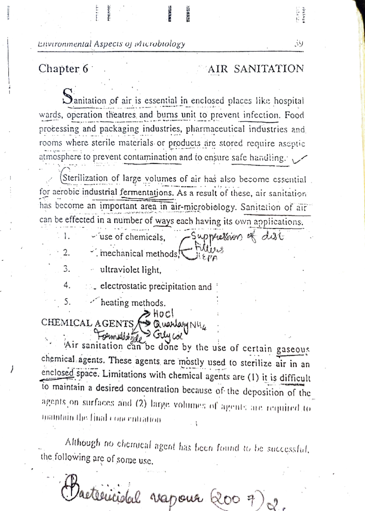 Air Santation - Livronmental Aspecis oy vicrobiology Chapter 6 AIR ...