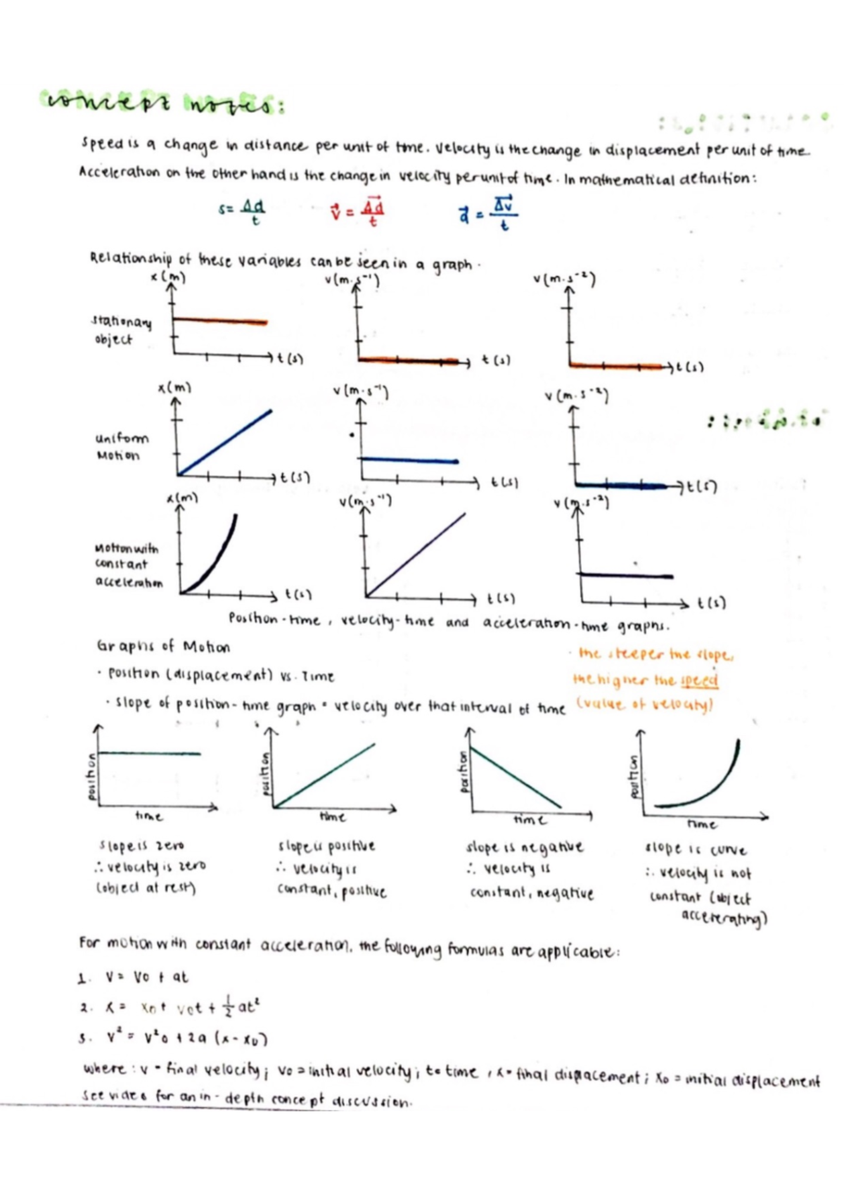 Kinematics in One Dimension - General Physics 1(Lecture) - Studocu