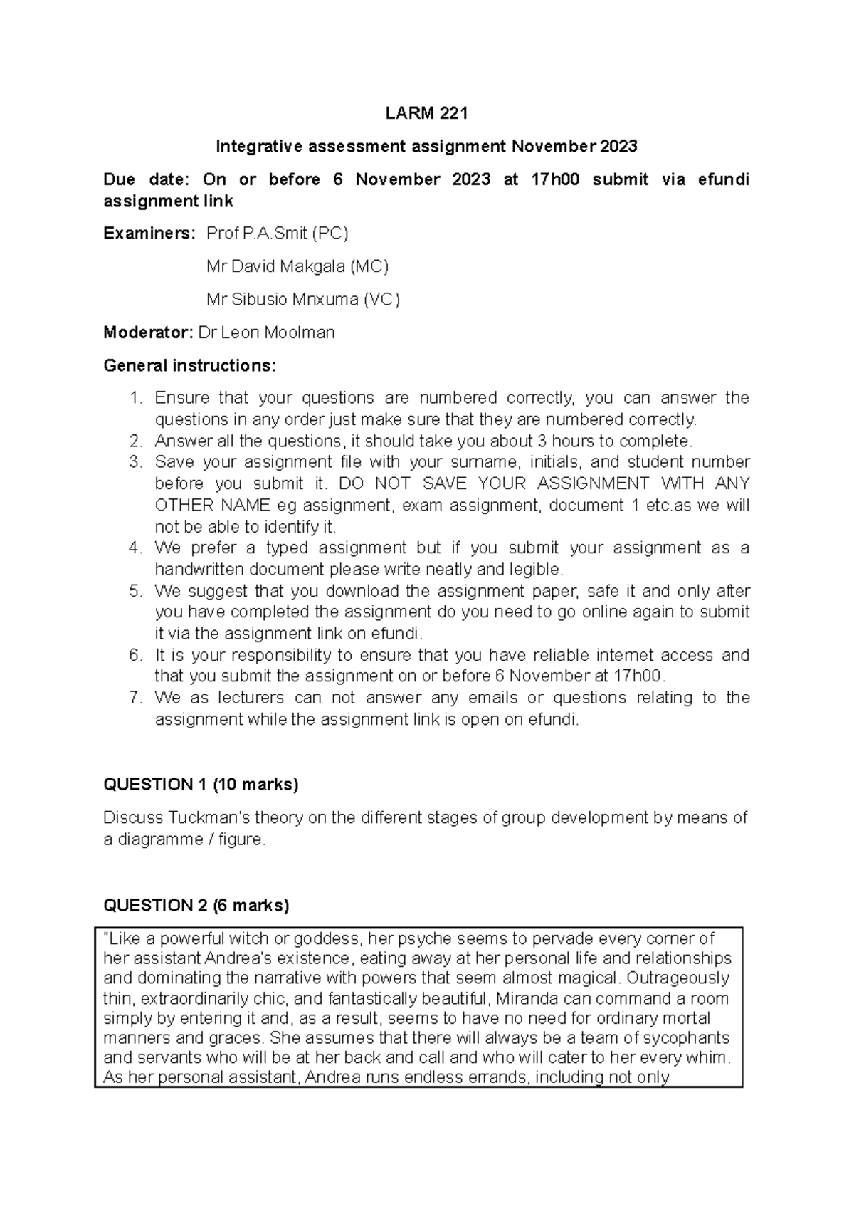 LARM 221 integrative assessment assignment 2023 - LARM 221 Integrative ...