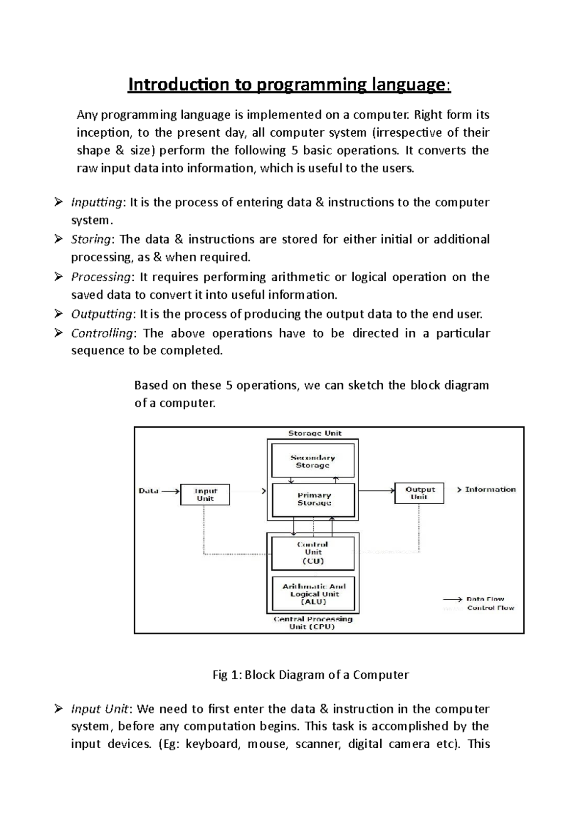 Introduction to programming language - COMP1502 - Studocu