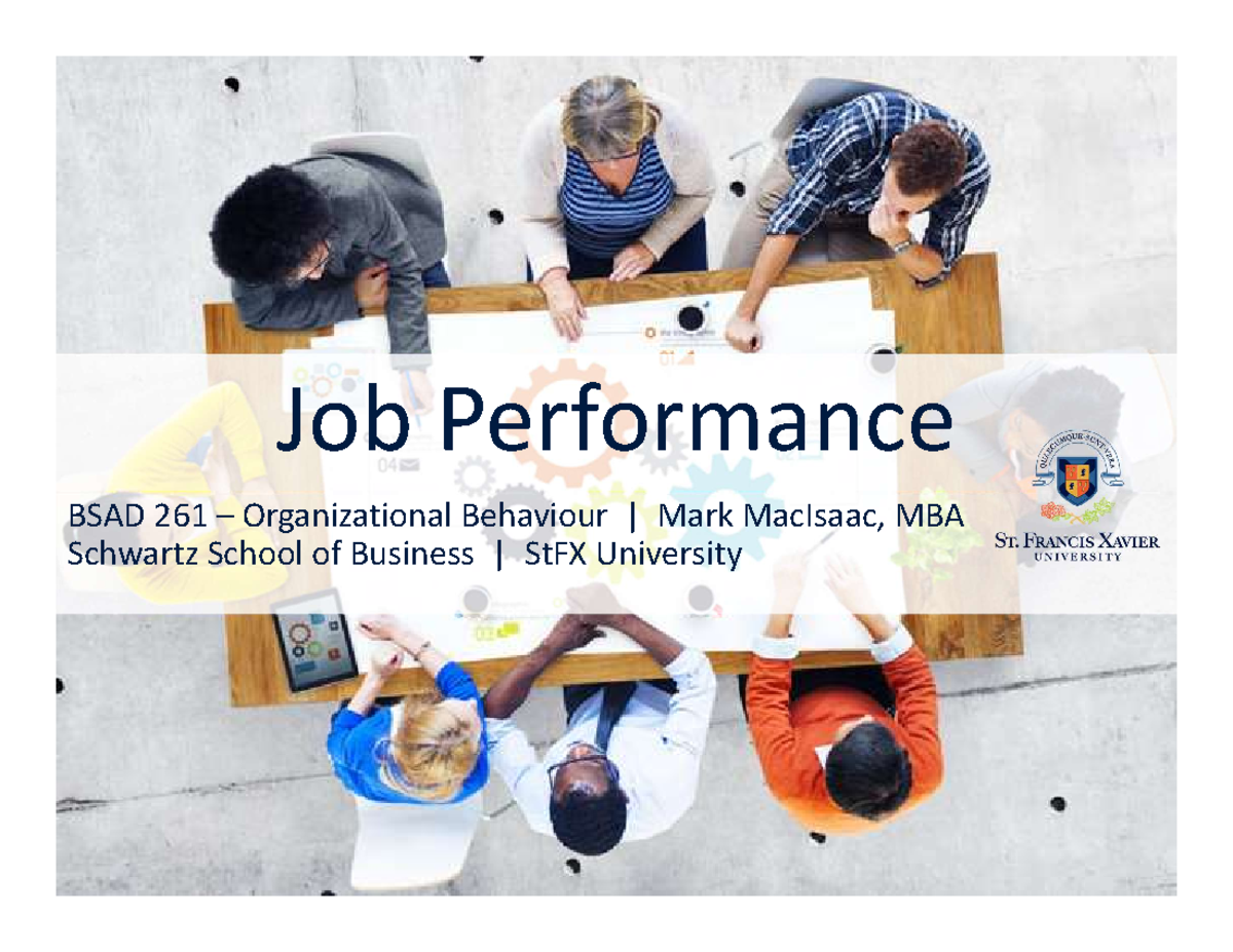 02 - Job Performance - Slides - Job Performance BSAD 261 ...