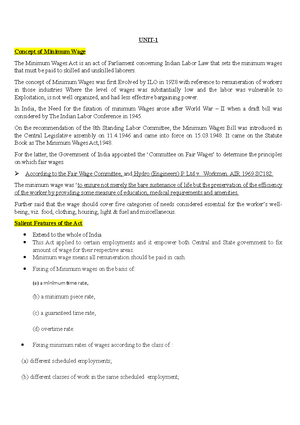 Labour Law- II Unit-2 - Notes - & School of Law An ISO 9001:2015 ...