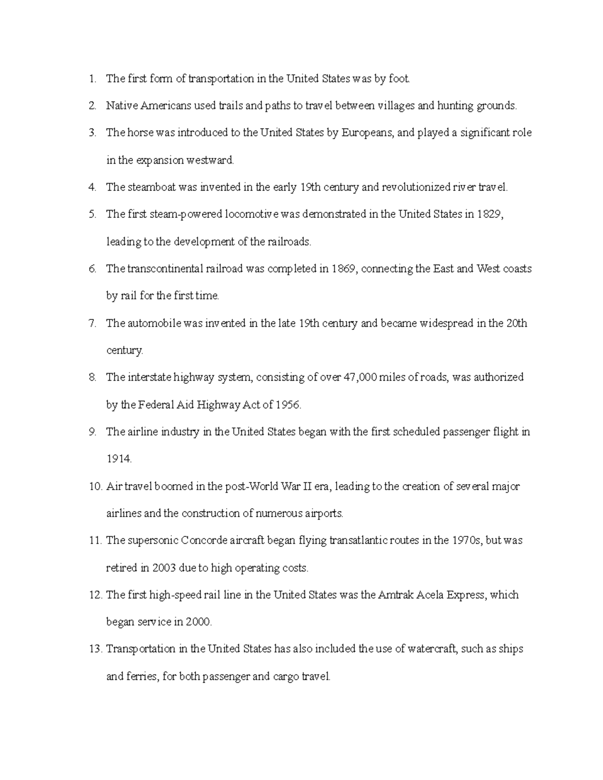 The history of transportation in the United States, including the ...