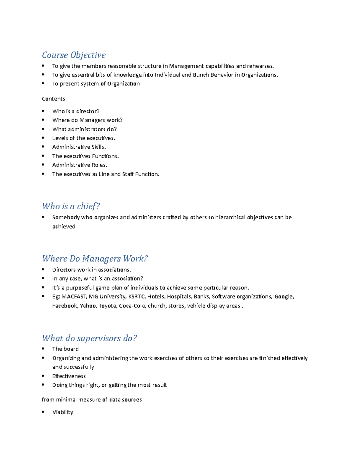 MBA - Management Concepts Module 1 - Course Objective To give the ...