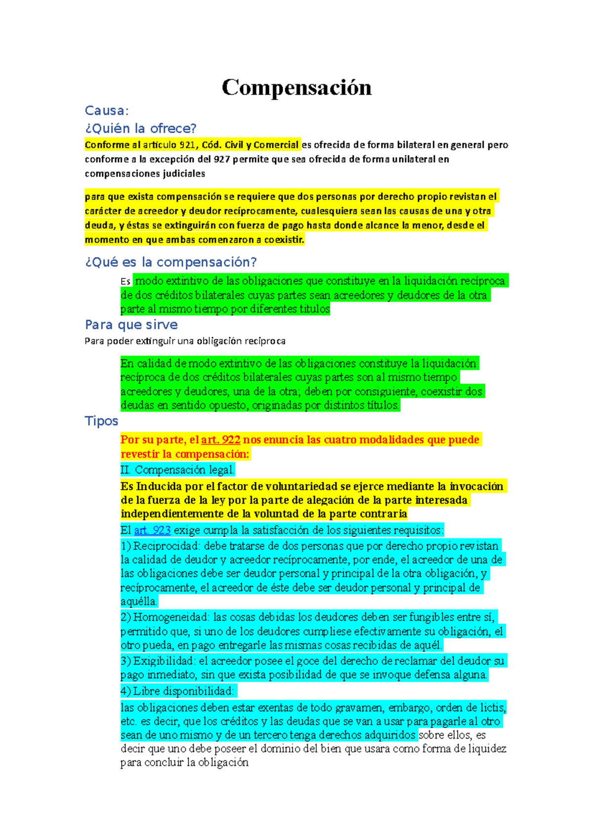 Compensación - Compensación Causa: ¿Quién la ofrece? Conforme al ...