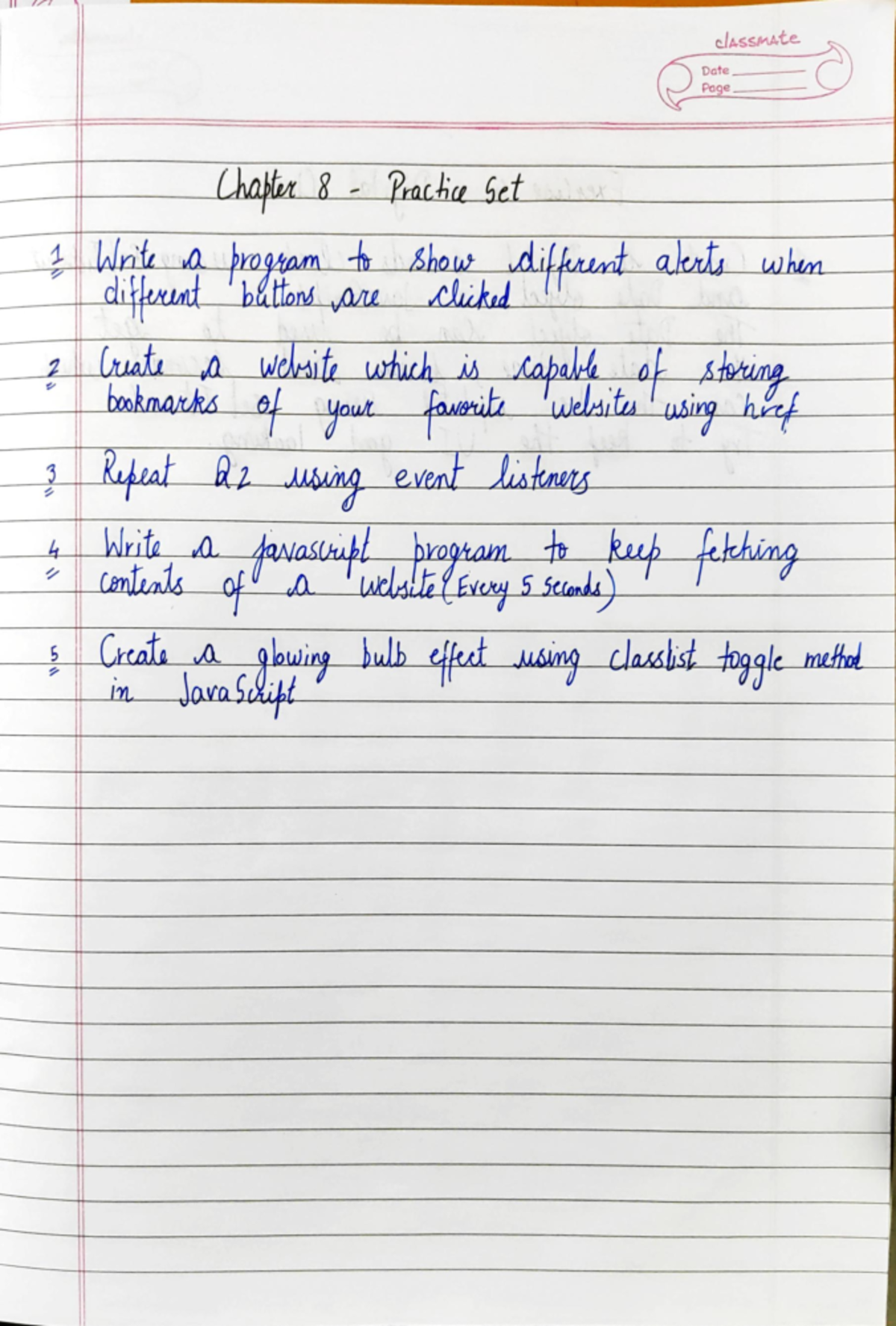 Chapter 8 - Practice Set - B.Tech CSE (2nd Year) - Studocu