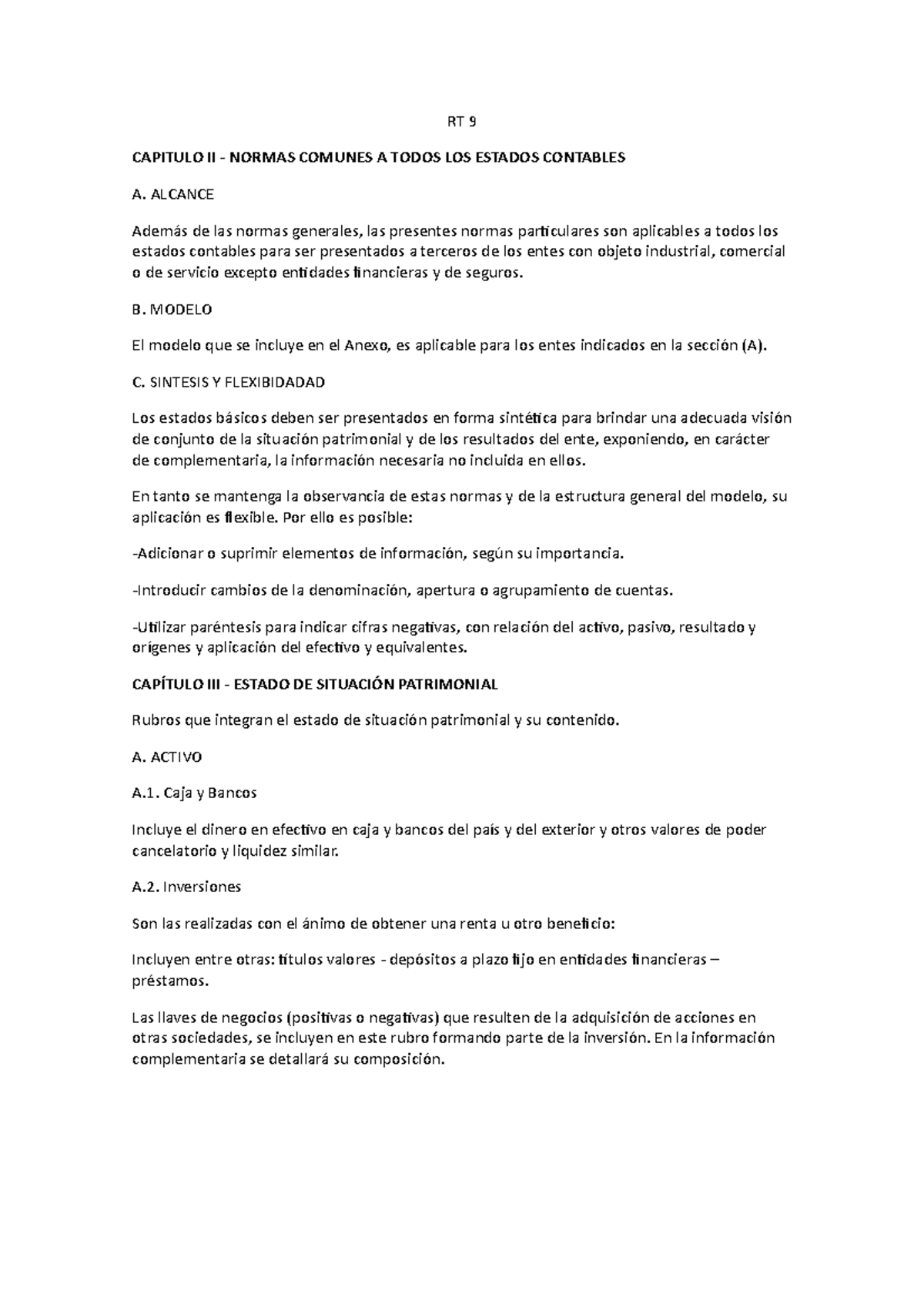 RT 9 - 11 - RT 9 CAPITULO II - NORMAS COMUNES A TODOS LOS ESTADOS ...