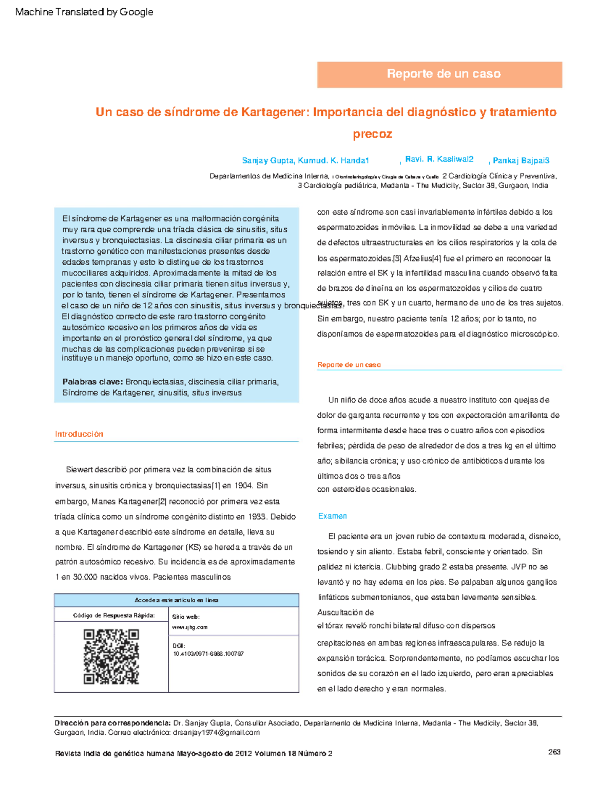 IJHG 18 263 2 - Sindrome de Kartagener . - , Pankaj Bajpai Reporte de ...
