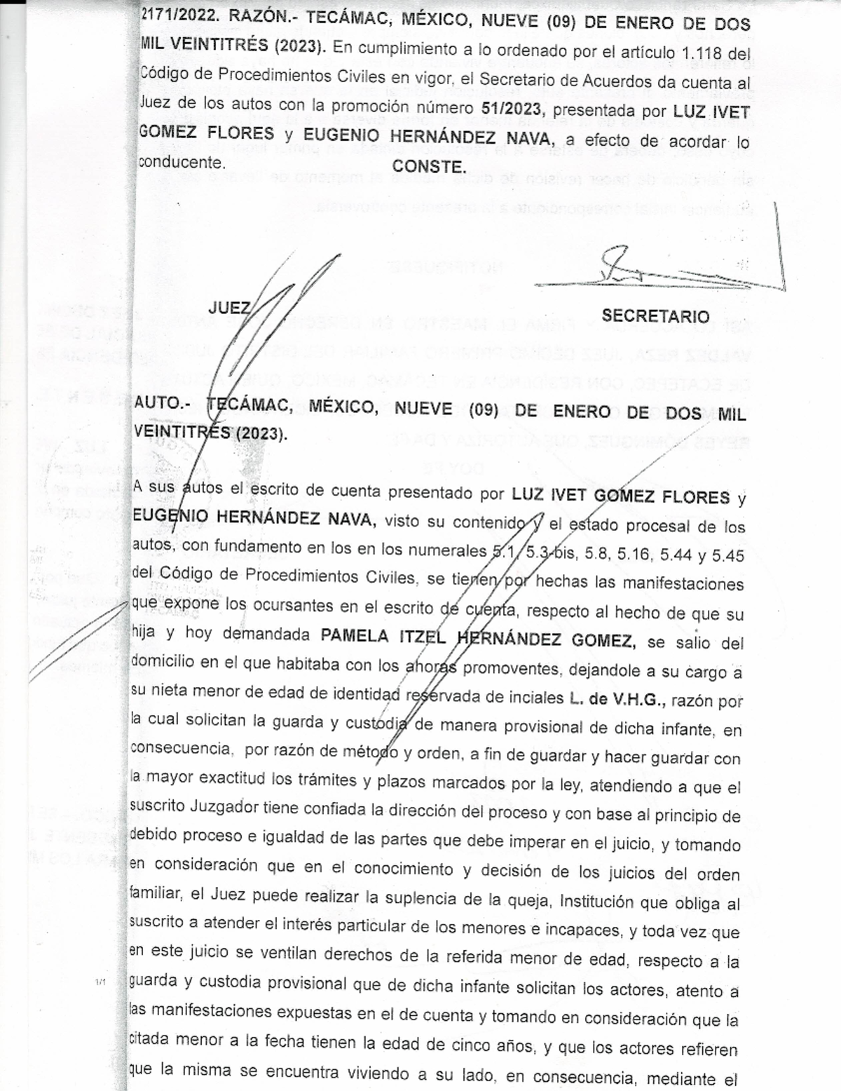 CCF 000032 - codigos - TECÁMAC, MÉXICO, NUEVE (09) DE ENERO DE DOS MIL VEINTITRÉS (2023). En ...