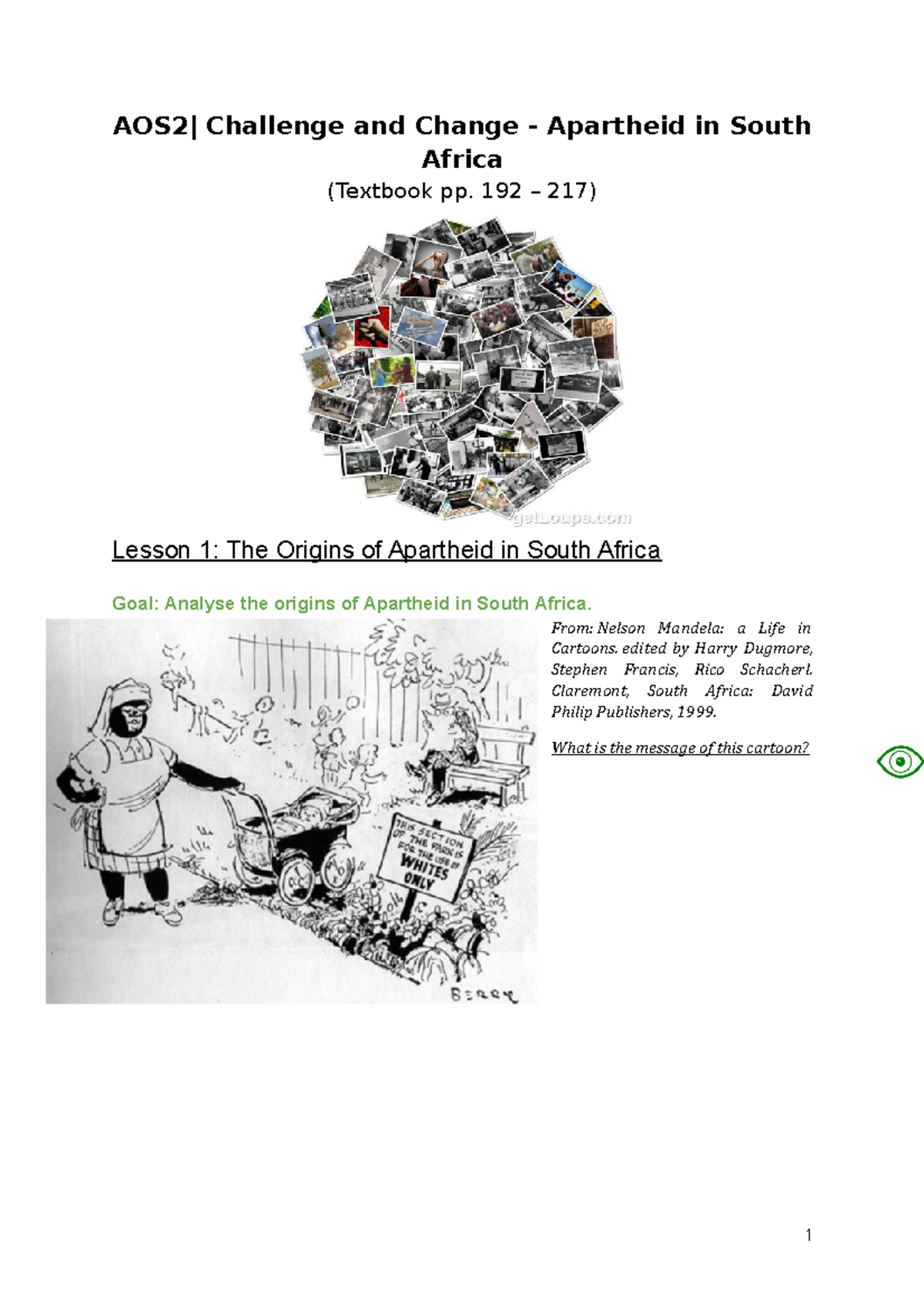 AOS2 Coursework Booklet Apartheid in South Africa 2023 - AOS2 ...
