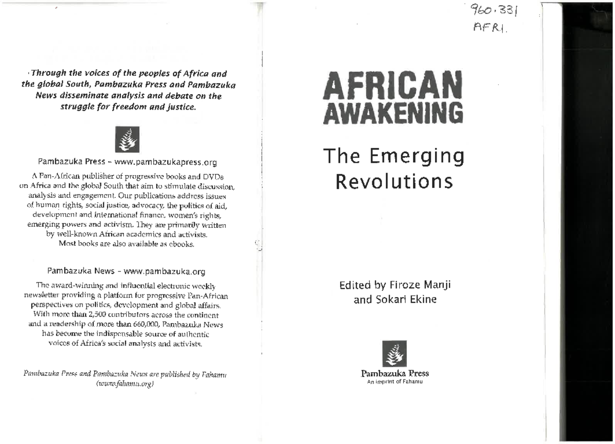 Manji African Awakenings - Studocu