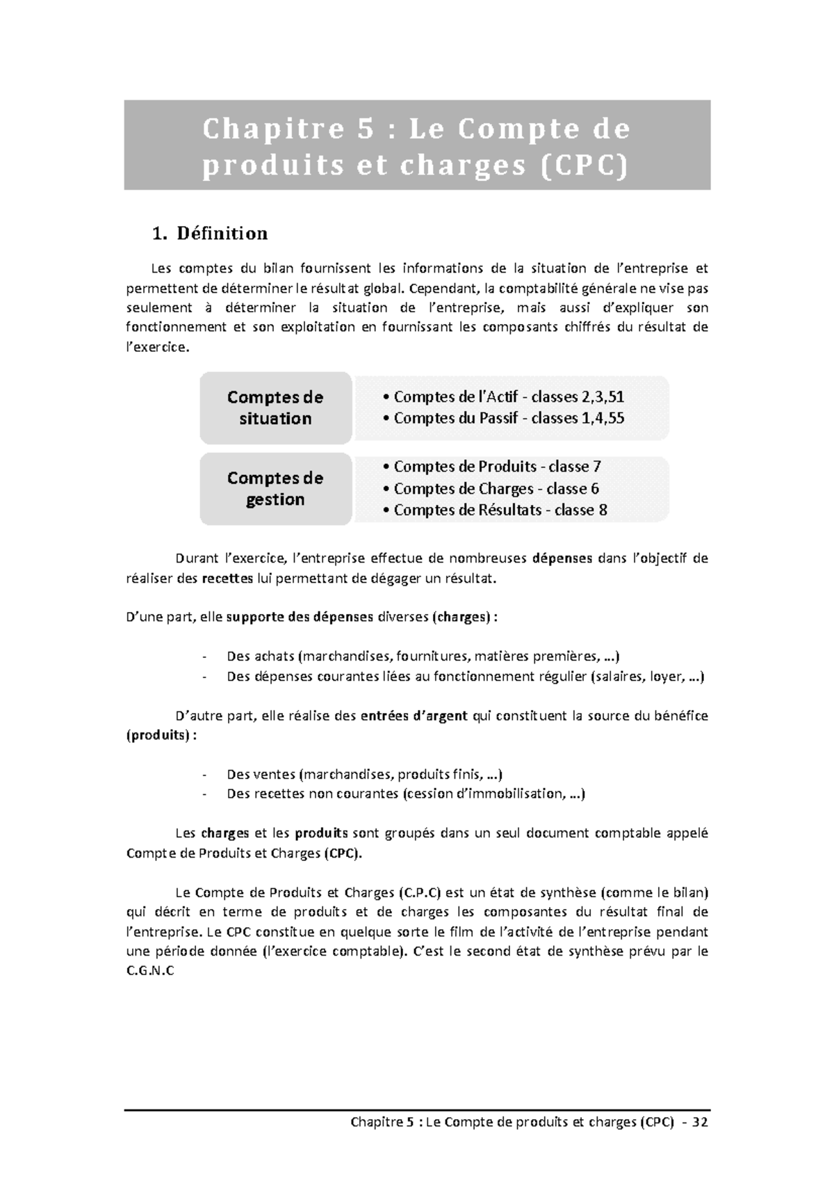 Chapitre 5 Le CPC - Le CPC - Chapitre produits 1. Définition Les ...