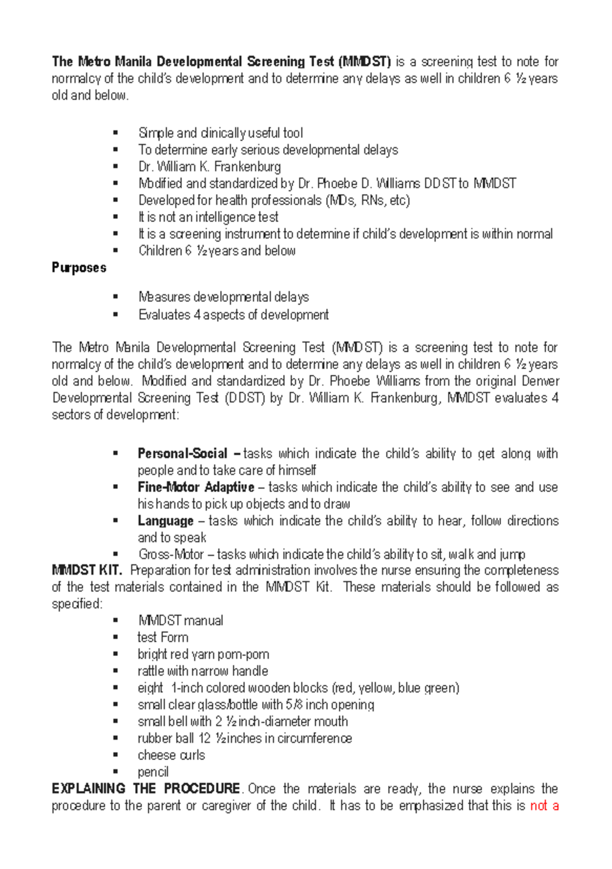 Growth and Development Metro manila developemntal screening test - The ...