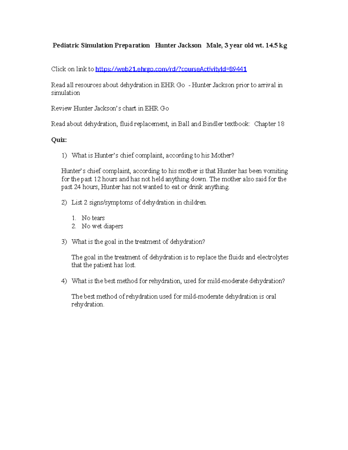 Pre Sim Hunter #1 Peds - Pediatric Simulation Preparation Hunter ...