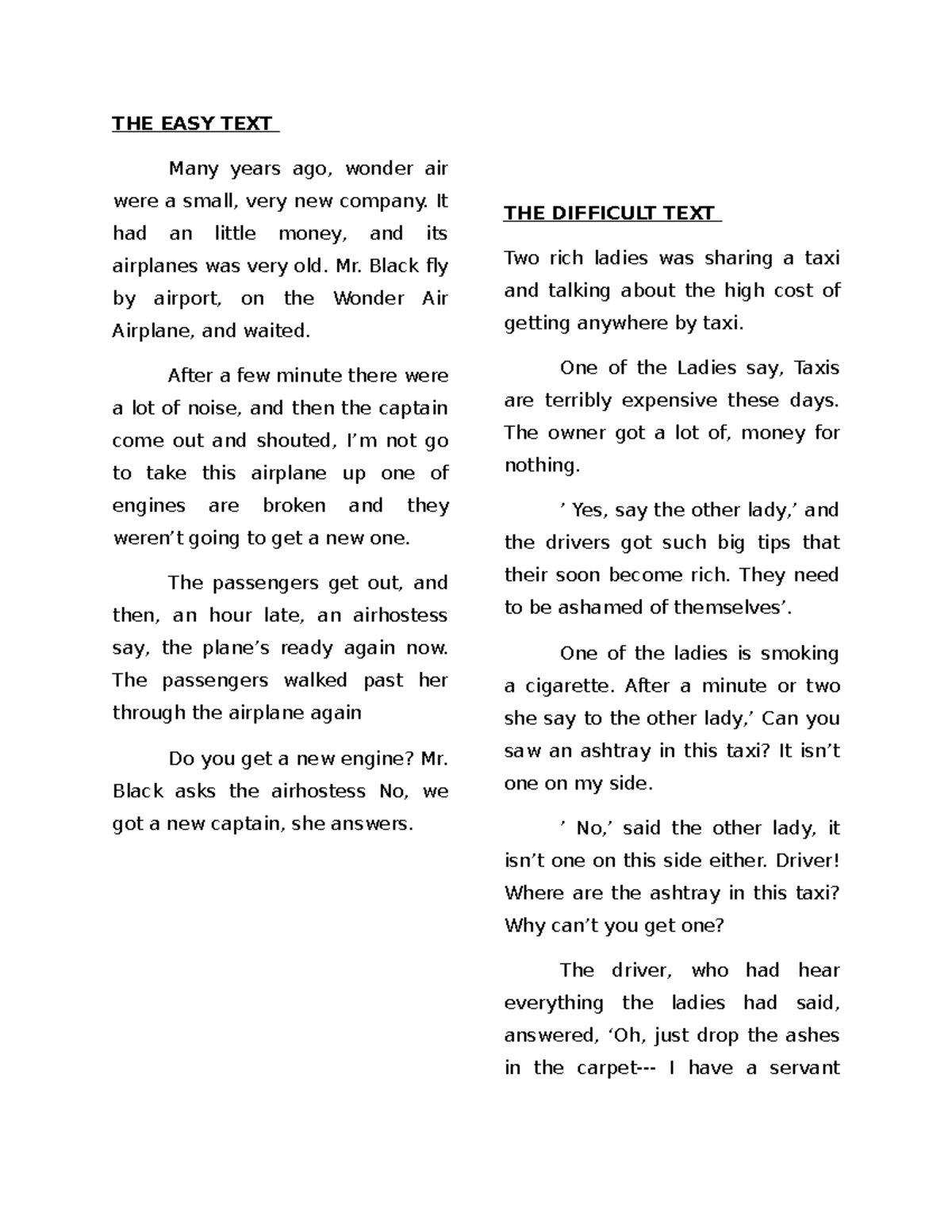 Error TEXT - N/A - THE EASY TEXT Many years ago, wonder air were a ...