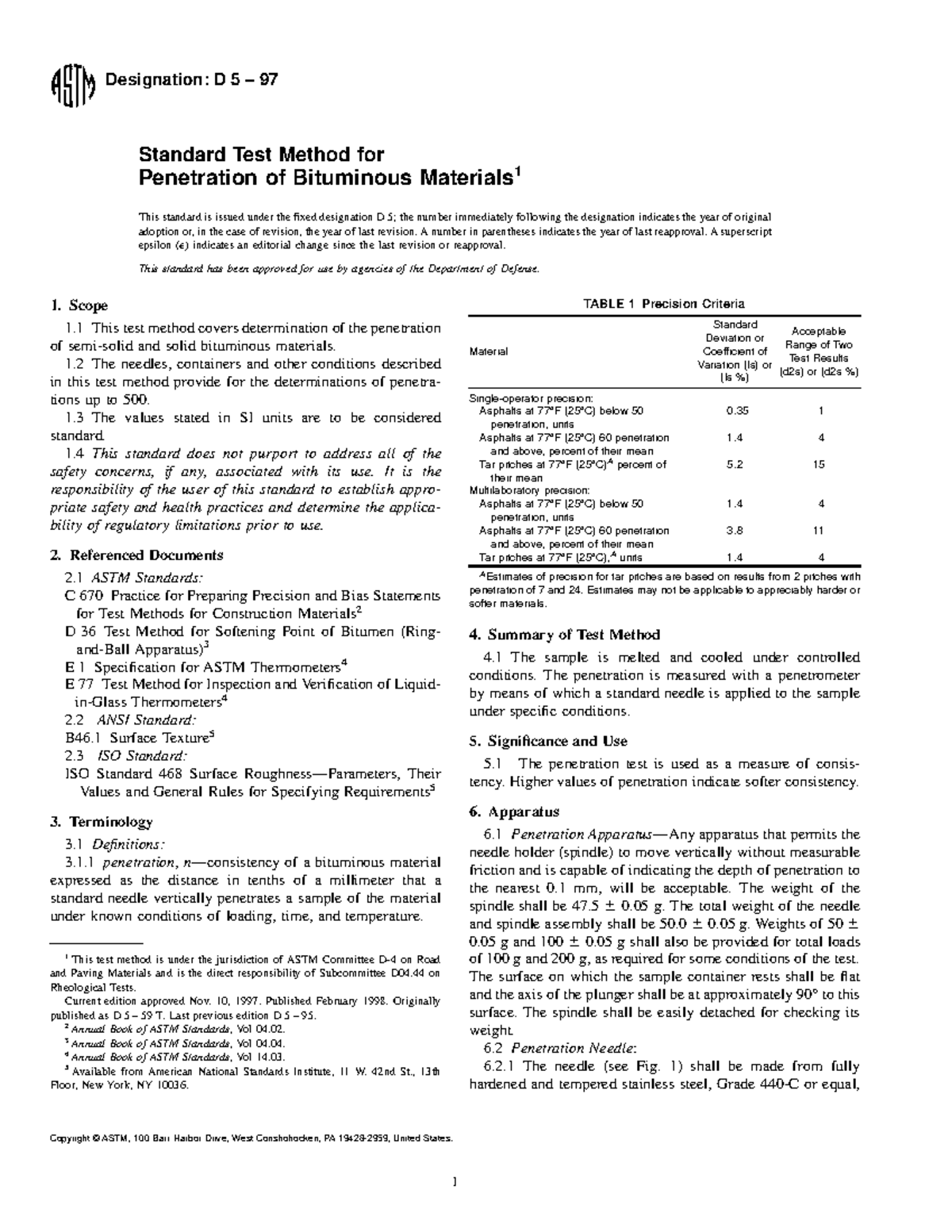 D5 Penetration of Bituminous Materials ASTM TESTING MATERIALS ...
