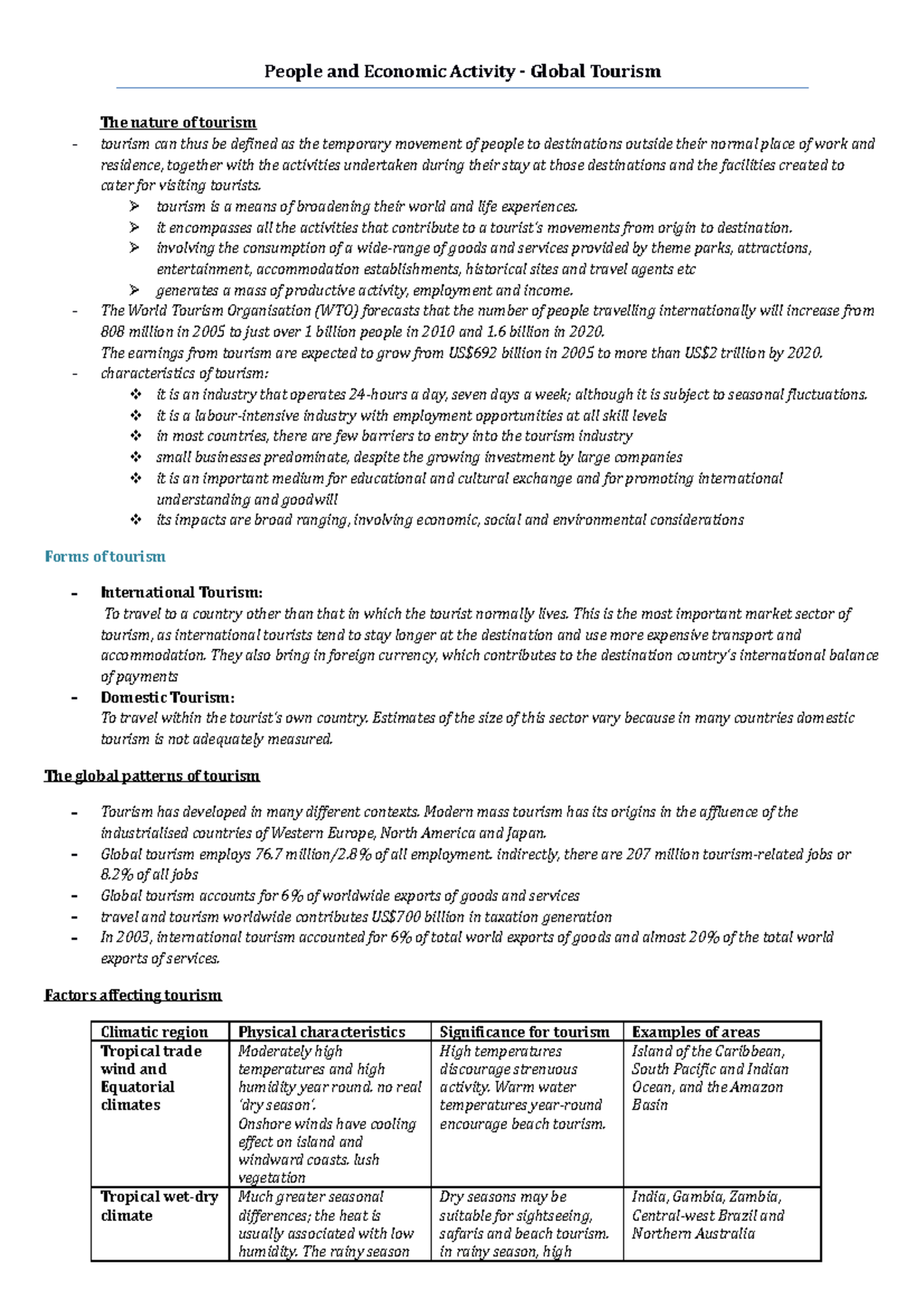 Geography Notes- topic 3: People and Economic Activity - People and ...