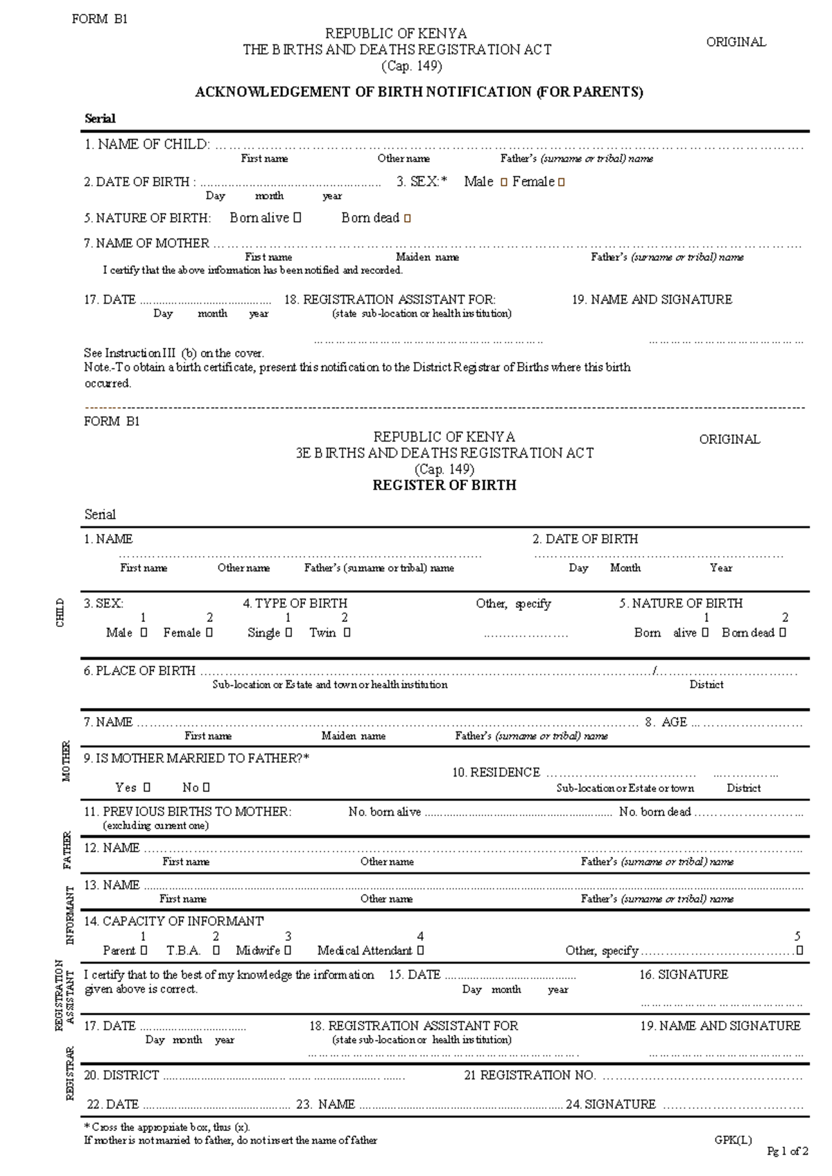 Birth Acknowledgement-of-Birth-Notification-for-Parents-Form-B1 ...