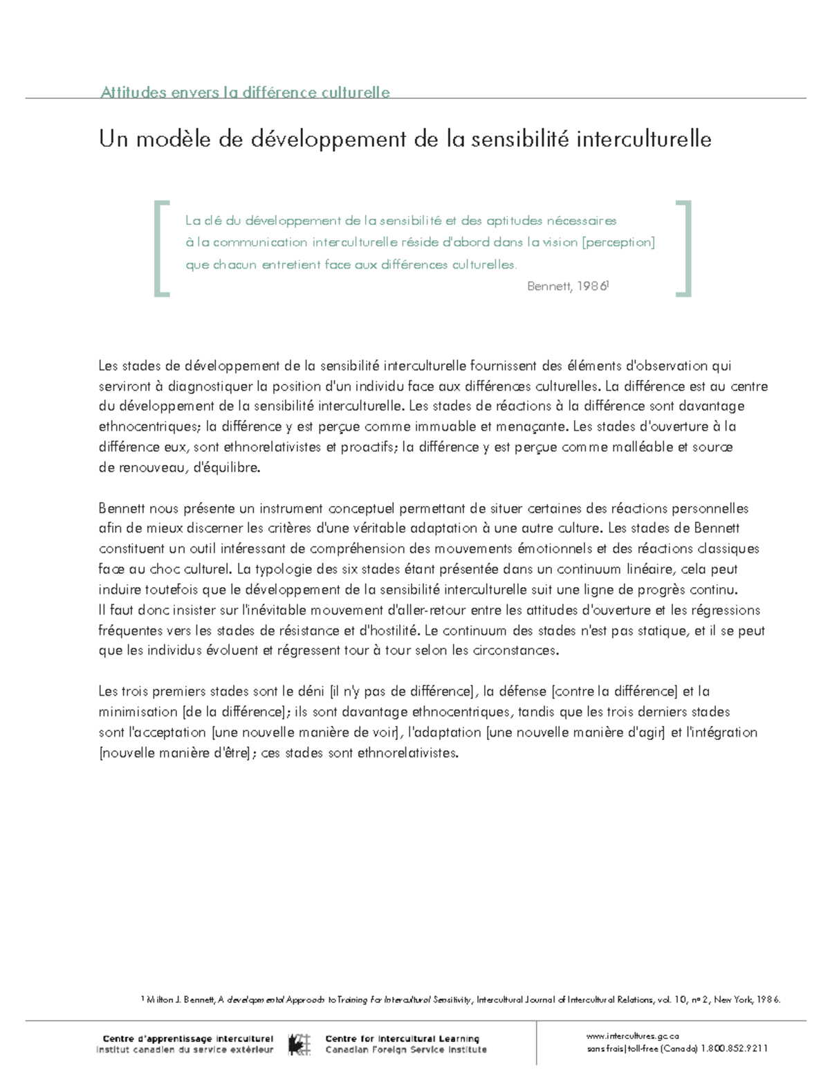 Milton bennett ethnorelative - intercultures.gc sans frais|toll-free ...