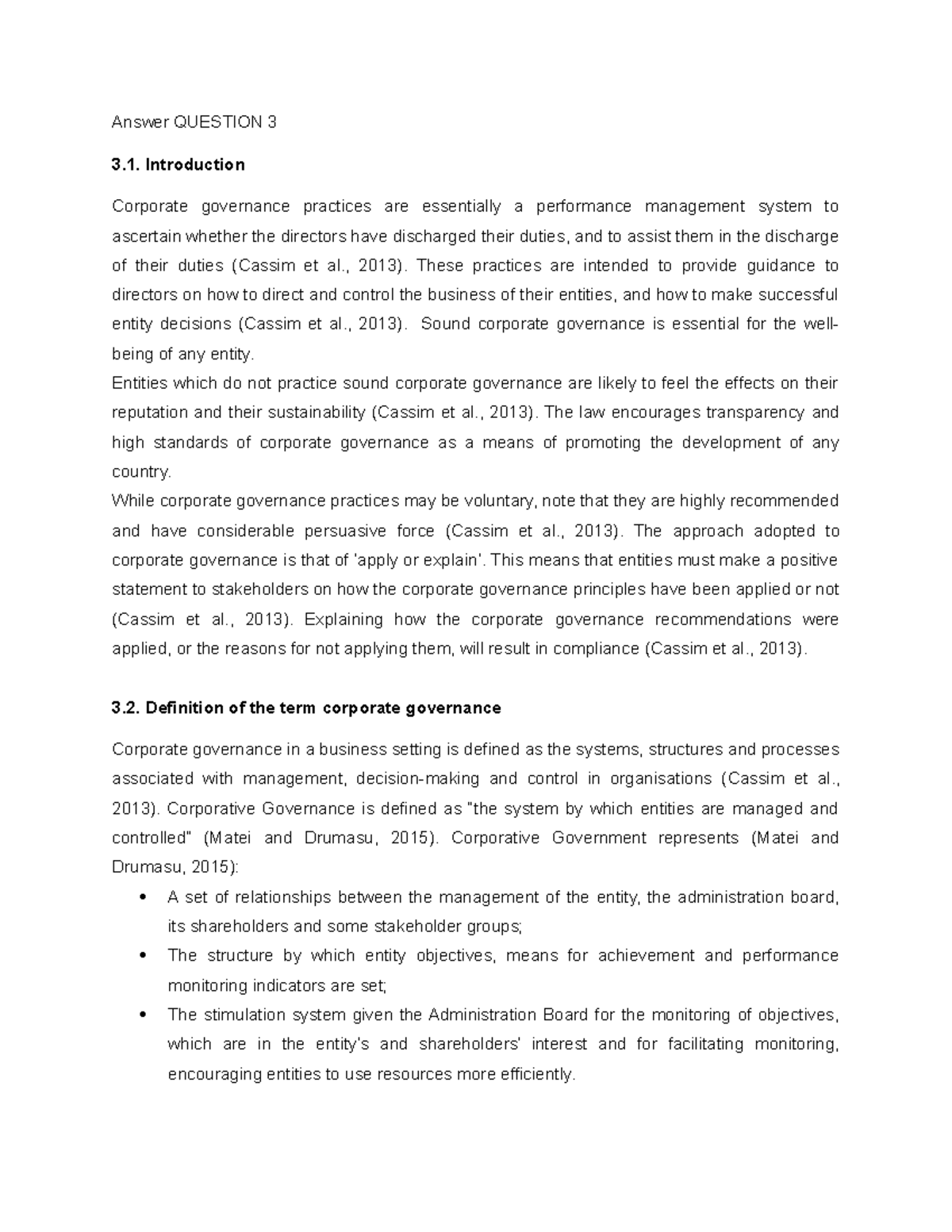 responses to examination - Answer QUESTION 3 3. Introduction Corporate ...