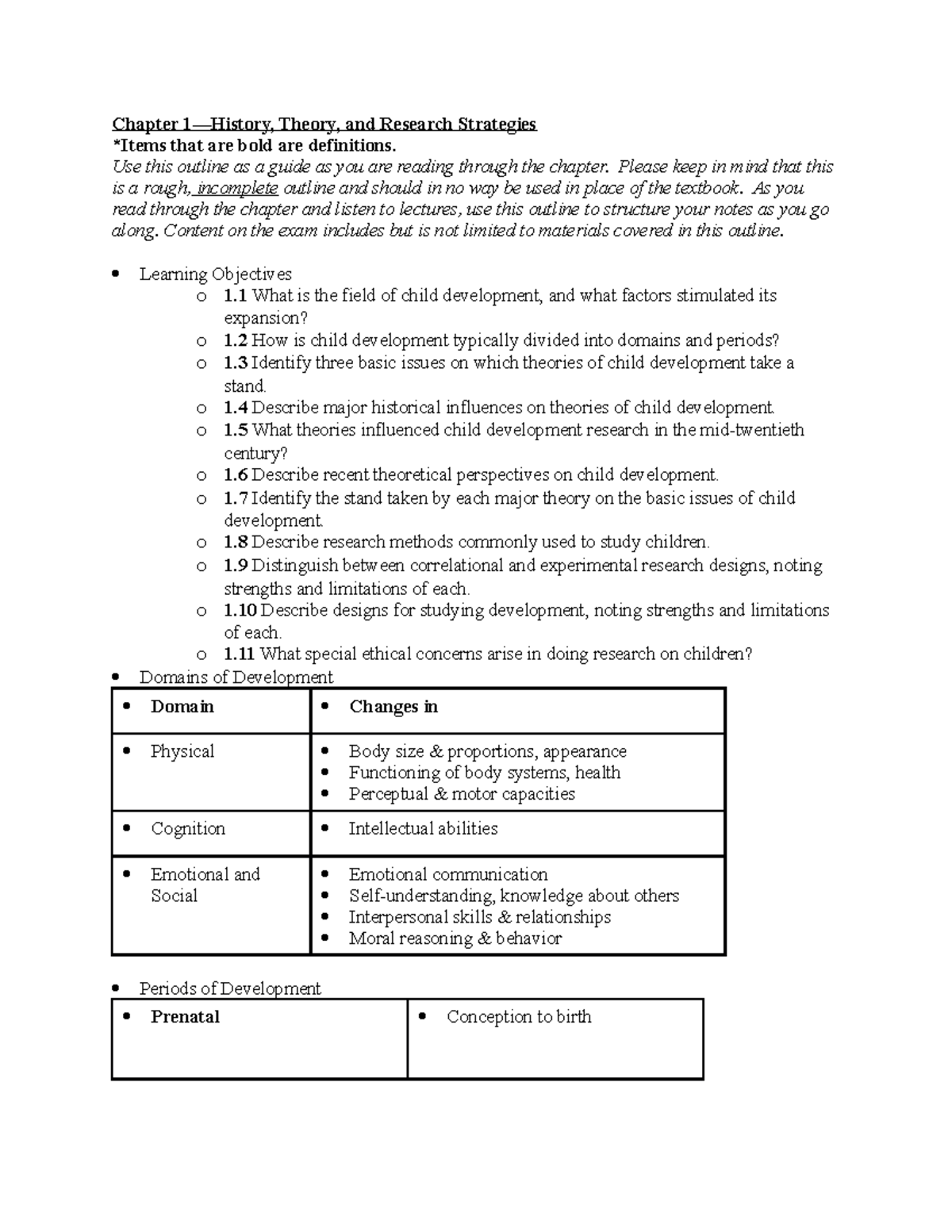 Chapter 1 Outline - *Chapter 1—History, Theory, and Research Strategies ...