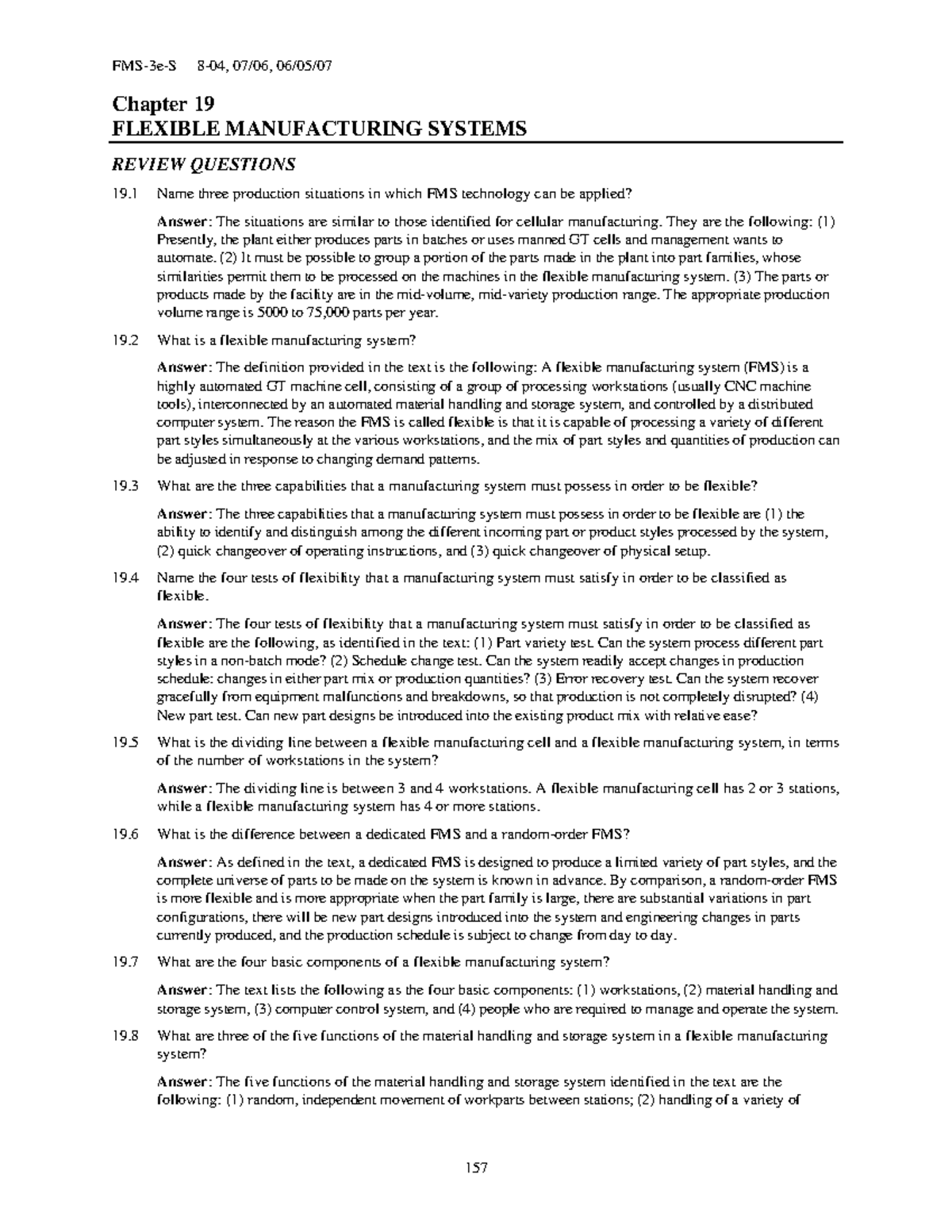 Chapter 19 Flexible Manufacturing Systems - Chapter 19 FLEXIBLE ...