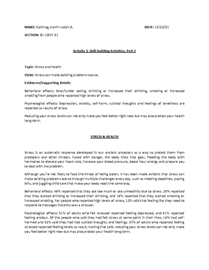 Calimag Lesson 13 - application of informational essay on stress and ...