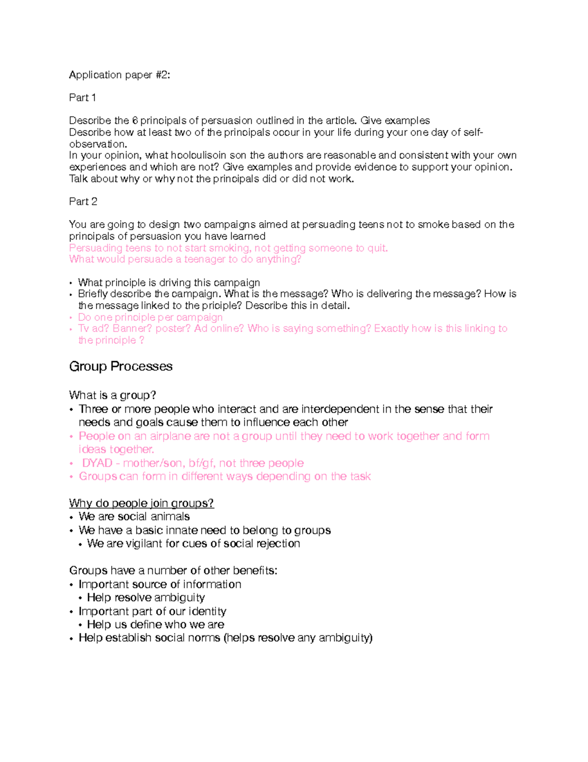 Group processes pdf - Application paper #2: Part 1 Describe the 6 ...