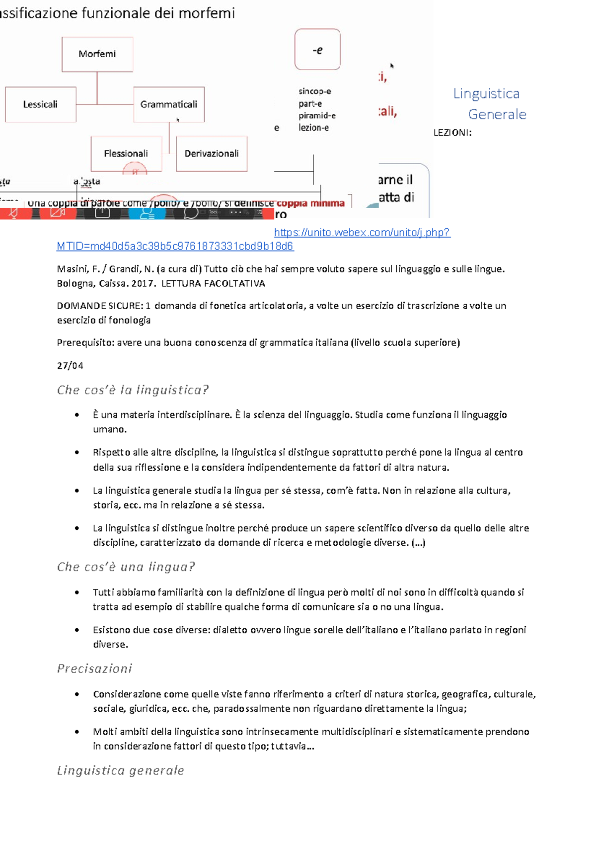 Appunti 1 - Warning: TT: undefined function: 32 Linguistica Generale LEZIONI: - Studocu