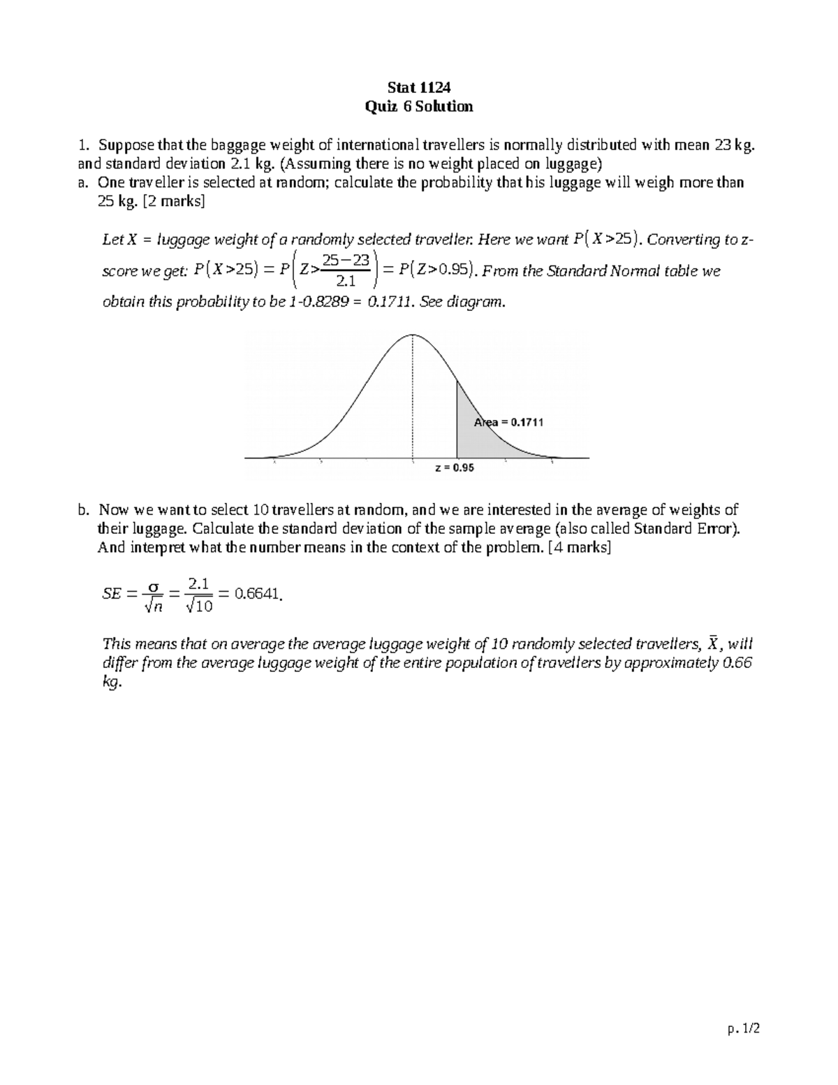Q CLT 2017 30 Sol - Lecture notes Q Regression 2017 30 Sol - Stat 1124 ...