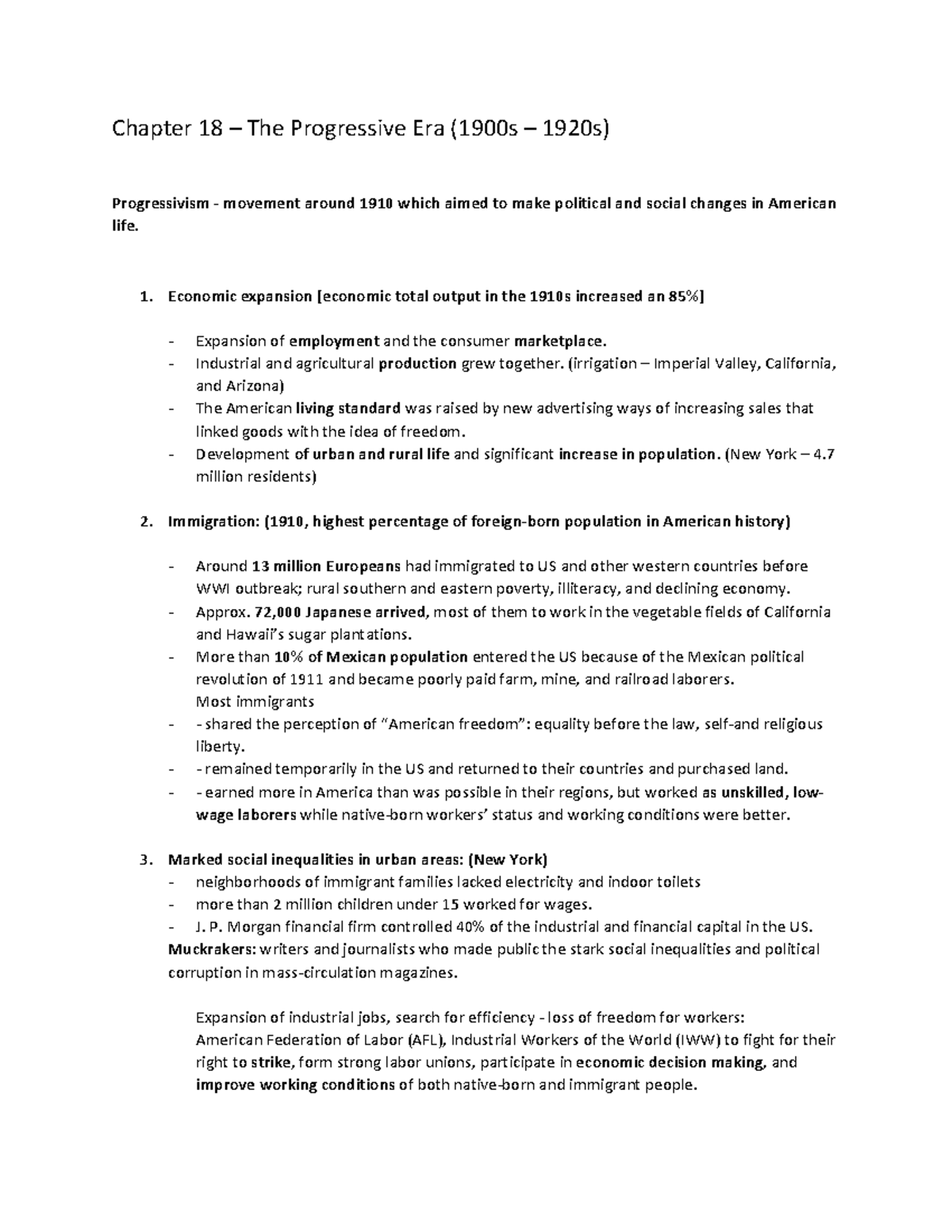 Chapter 18 - The Progressive Era - Chapter 18 – The Progressive Era ...