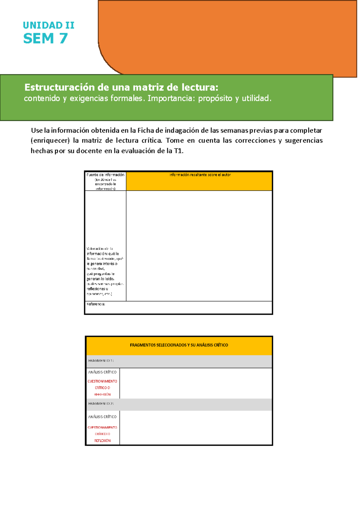 Matriz de lectura crítica semana 7 - UTP - UNIDAD II SEM 7 ...