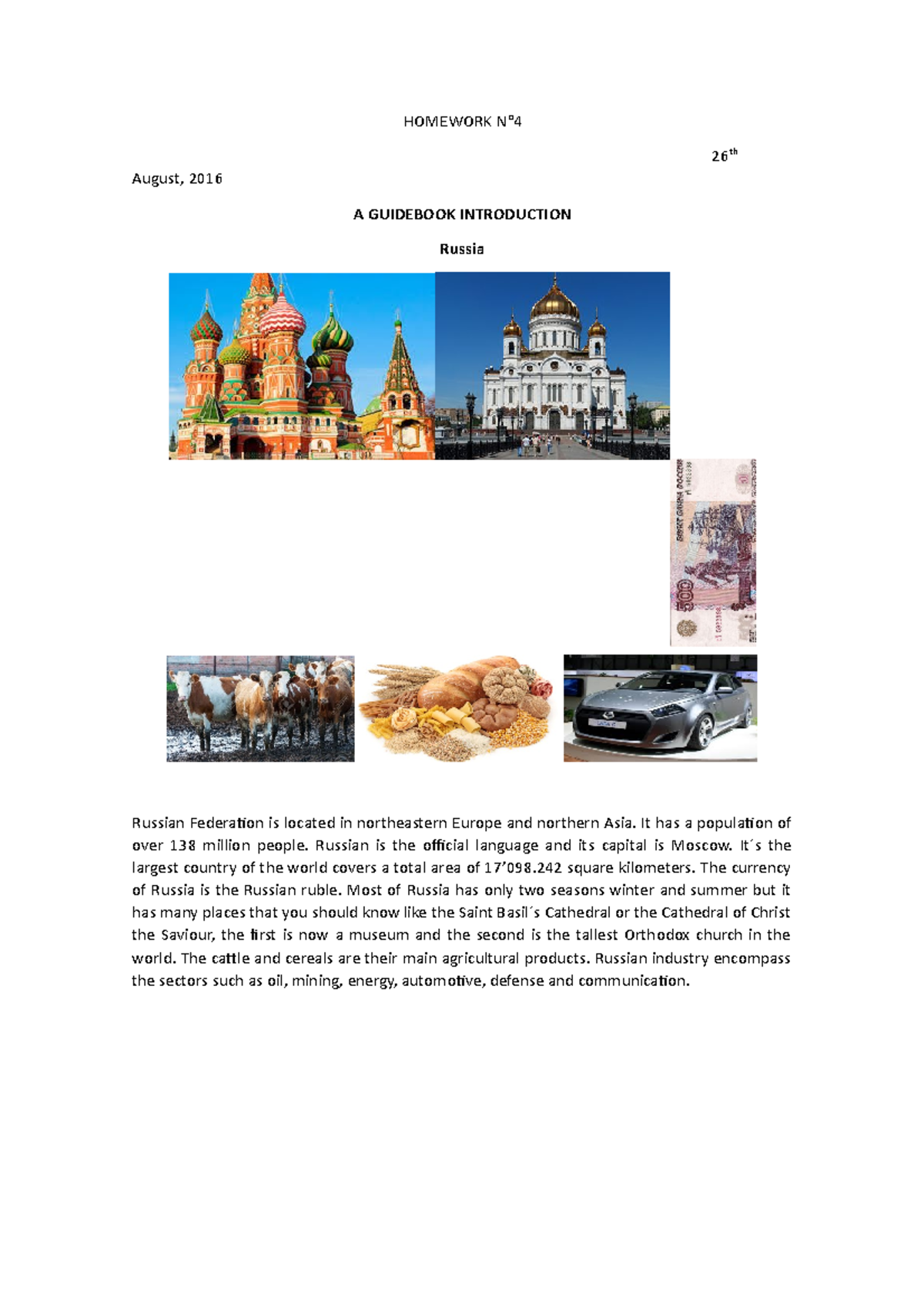Homework 4 - RUSSIA - HOMEWORK N° 26 th August, 2016 A GUIDEBOOK ...