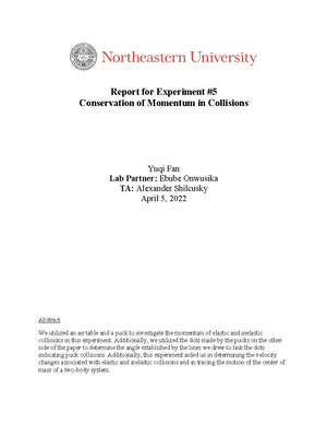 Lab Report for Experiment 5 - Report for Experiment # 5 Title of the ...