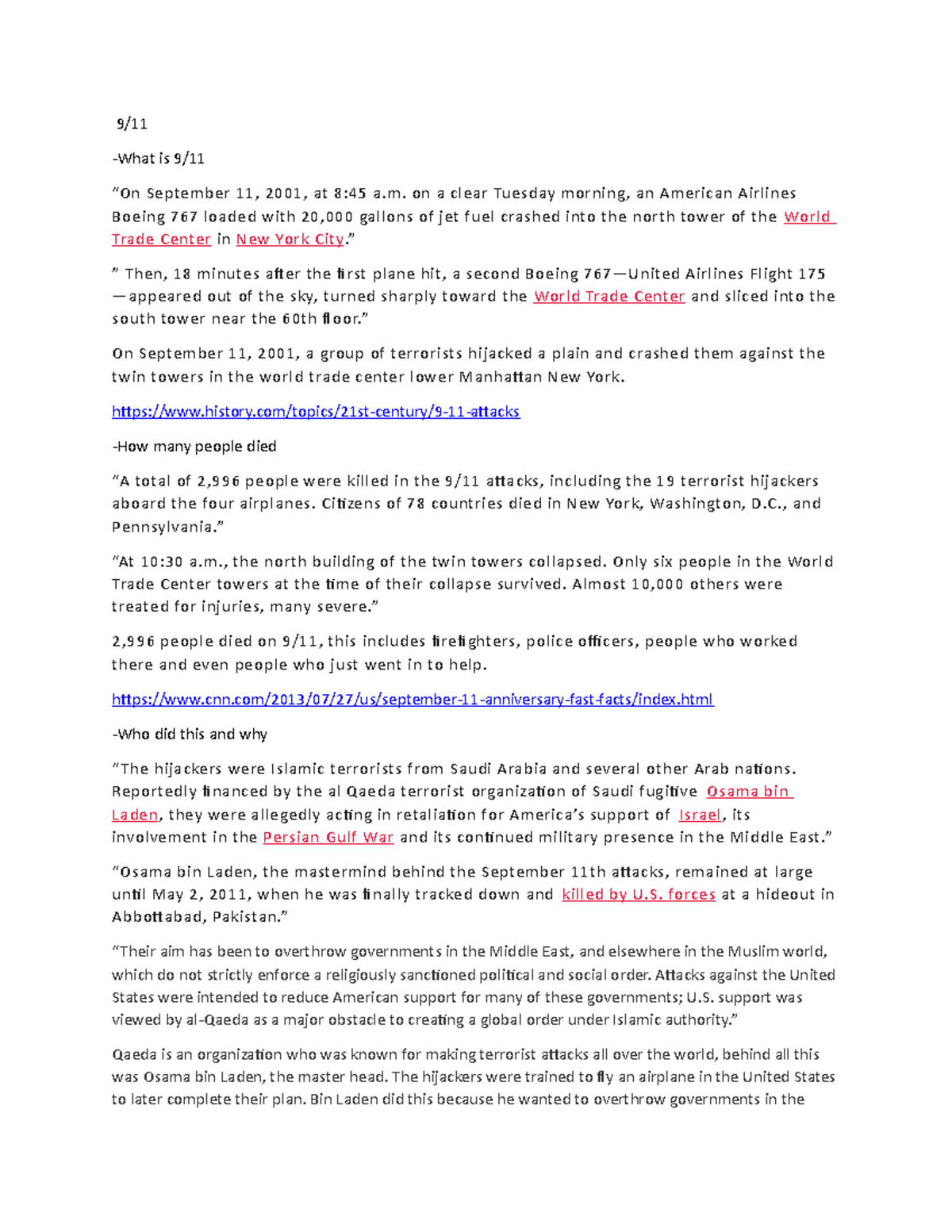911 attacks - idk - 9/ -What is 9/ “On September 11, 2001, at 8:45 a ...