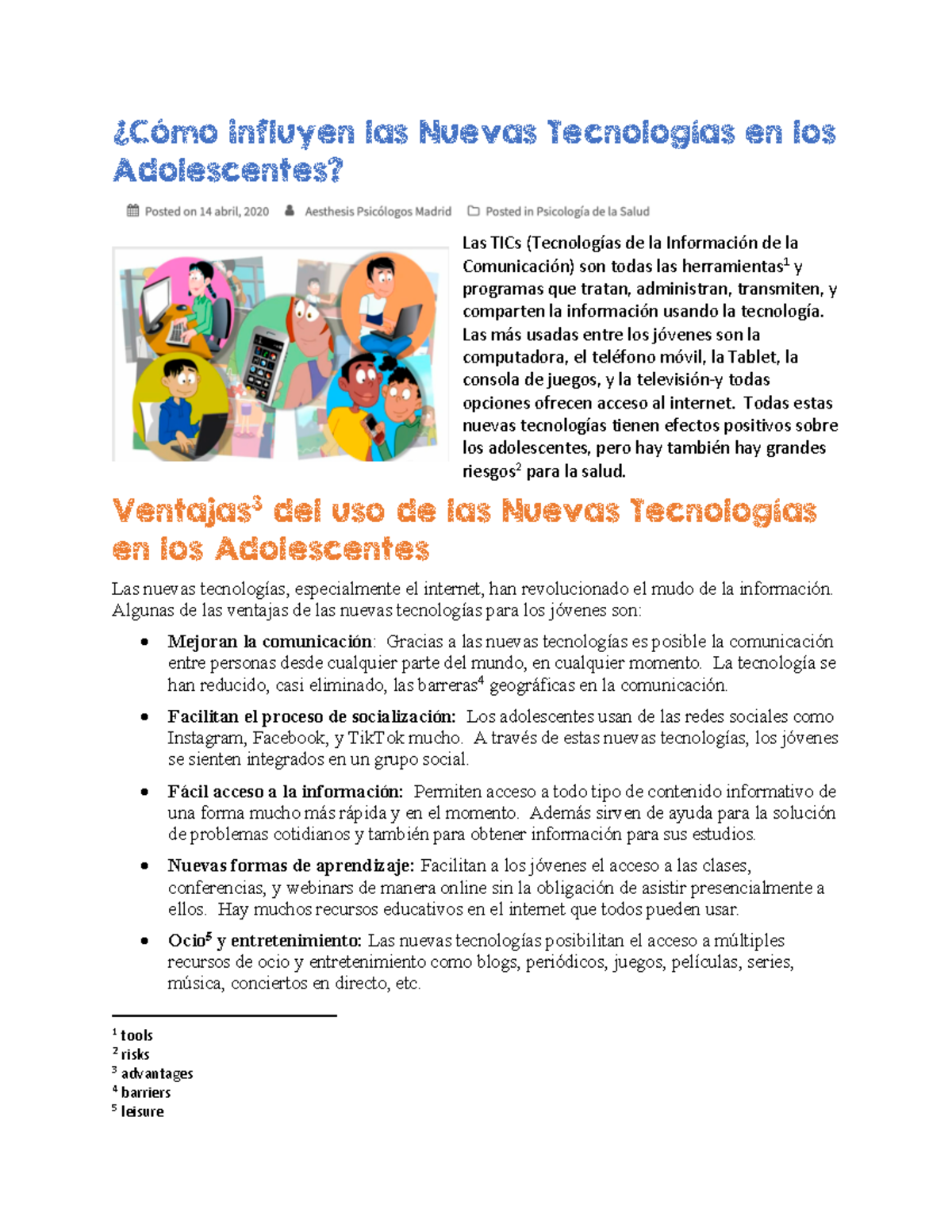 8.1 Tecnología Reading - ¿Cómo influyen las Nuevas Tecnologías en los ...