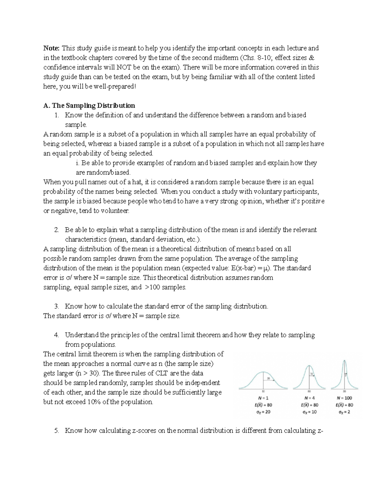 Midterm 2 Study Guide - Professor Ditta - Note: This study guide is meant to help you identify ...